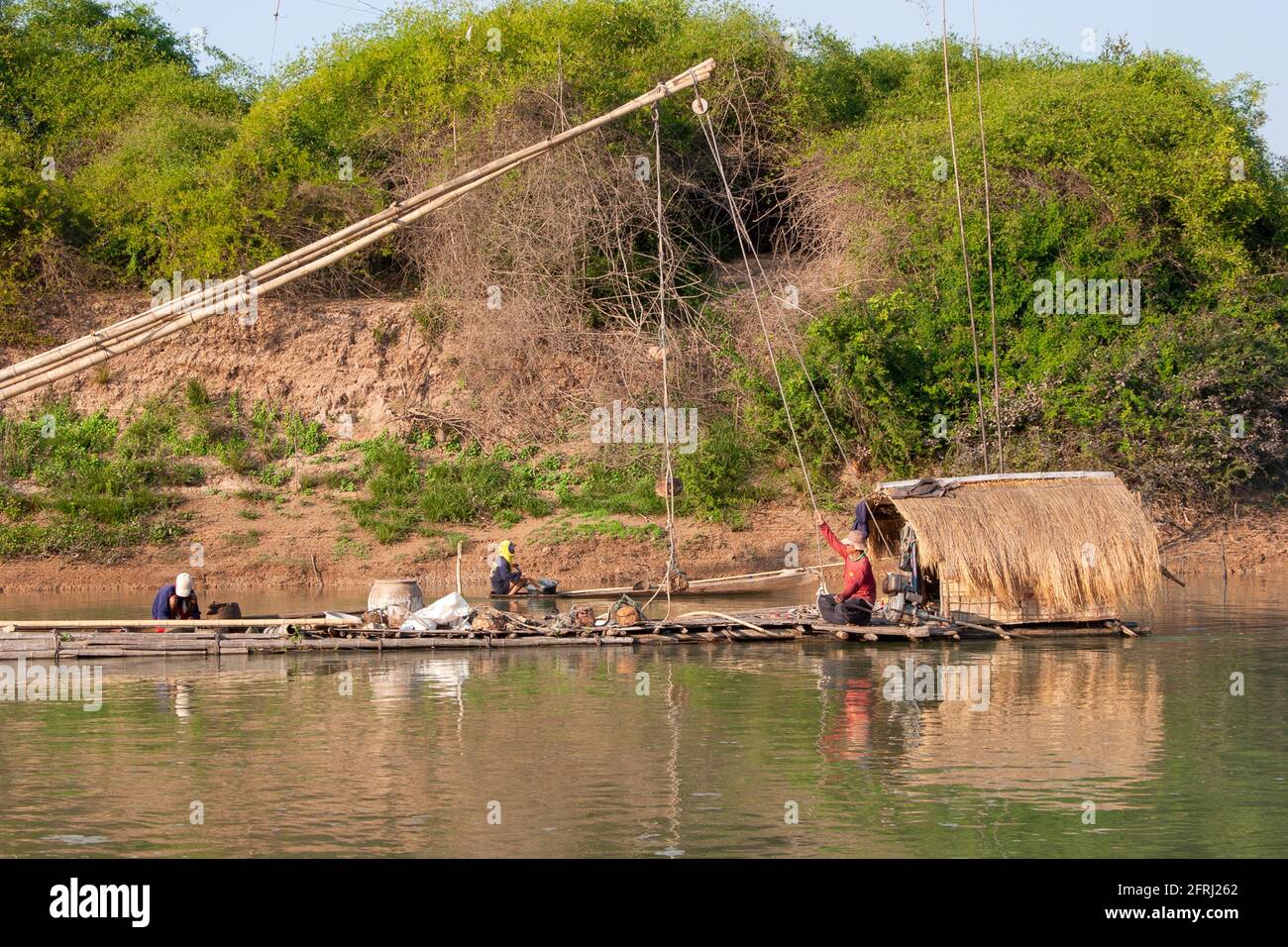 Traditional fishing tool made from wood, bamboo and nets installed in ...