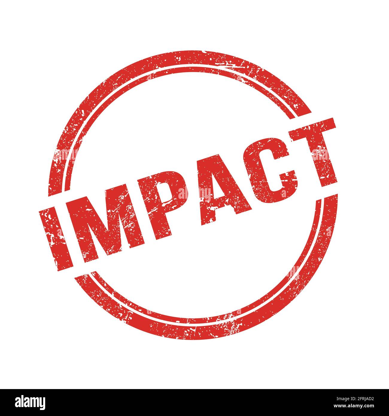IMPACT text written on red grungy vintage round stamp Stock Photo - Alamy