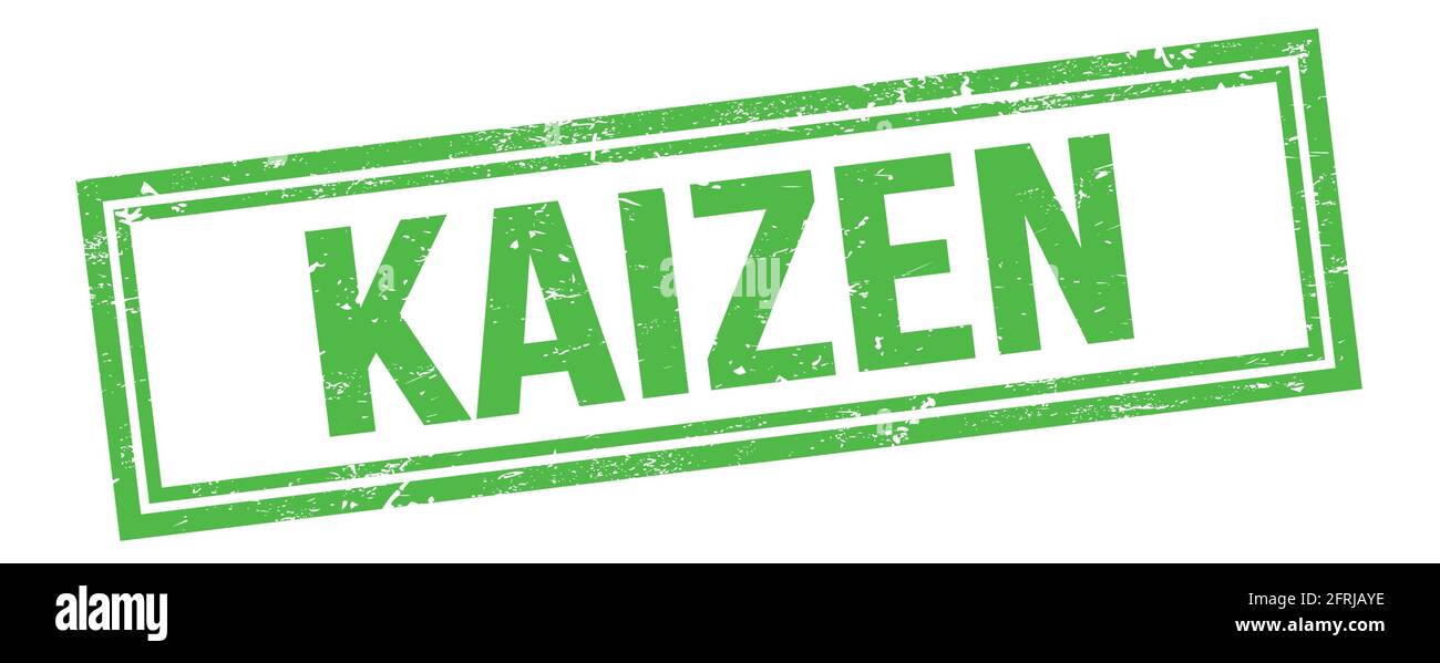 KAIZEN text on green grungy vintage rectangle stamp Stock Photo - Alamy