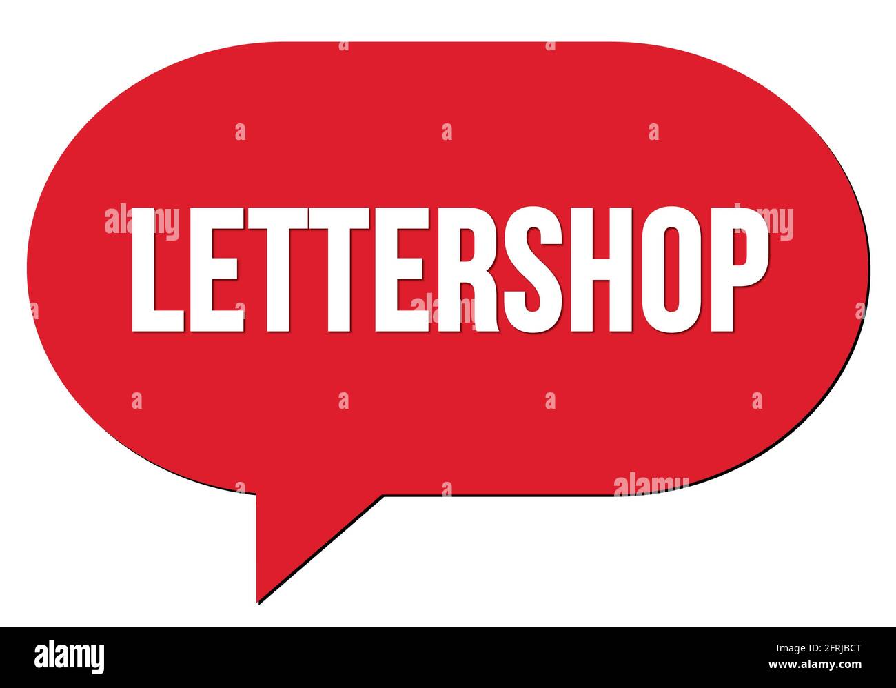 LETTERSHOP text written in a red speech bubble stamp Stock Photo - Alamy