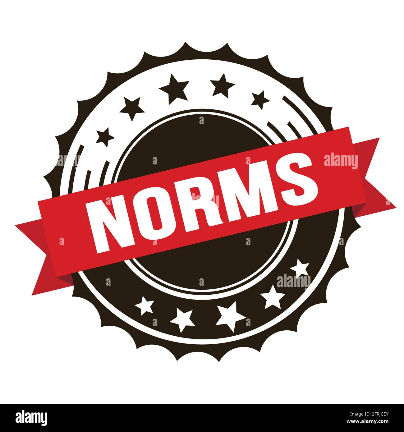 NORMS text on red brown ribbon badge stamp Stock Photo - Alamy