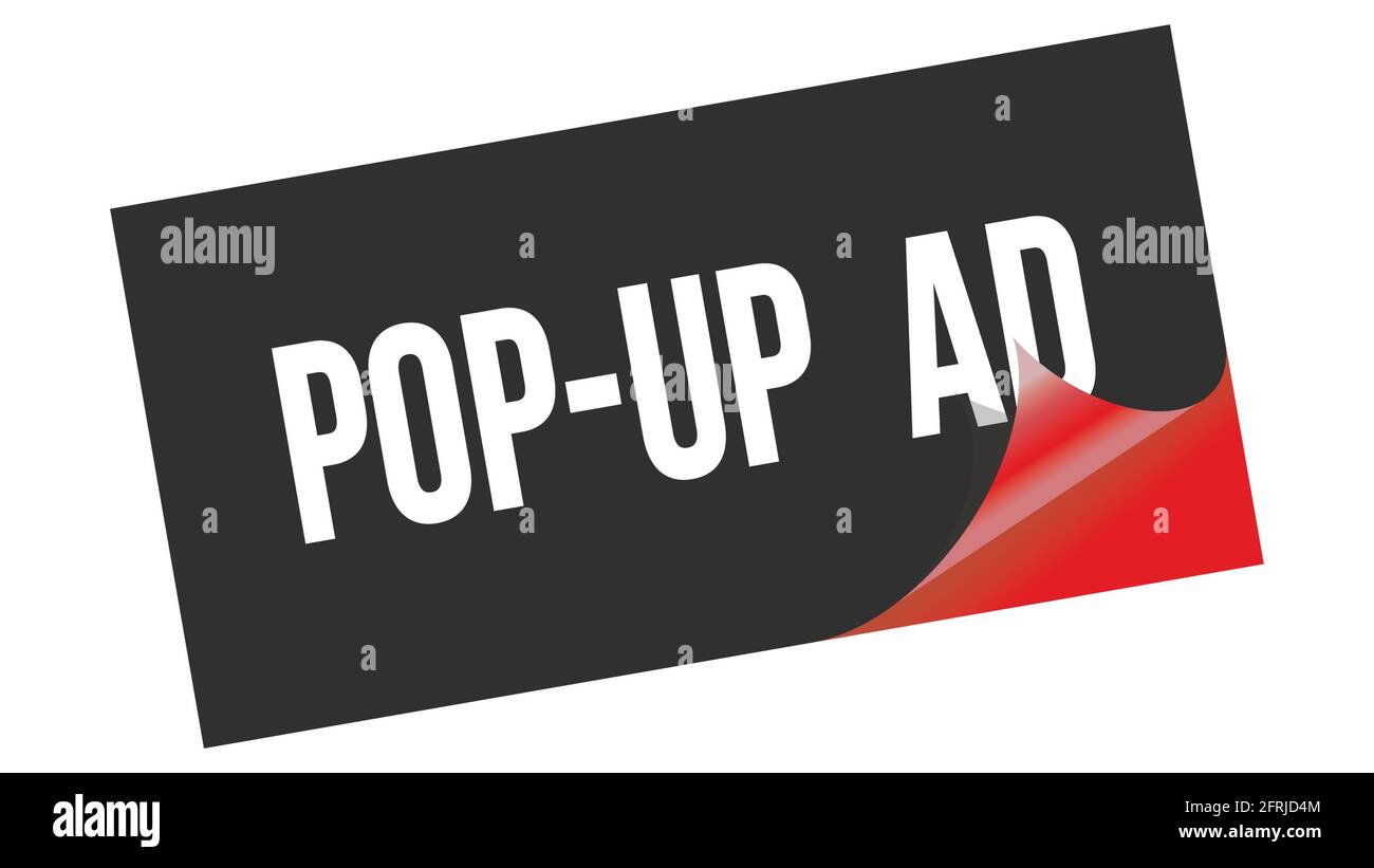 POP-UP AD text written on black red sticker stamp Stock Photo - Alamy