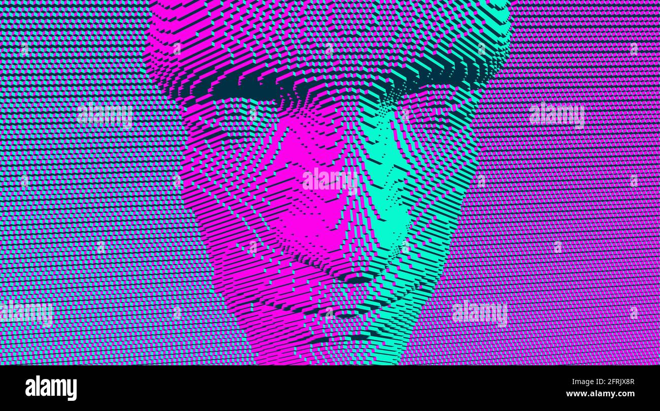 Illustration of an man's face created from small cubes. Anonymous ...