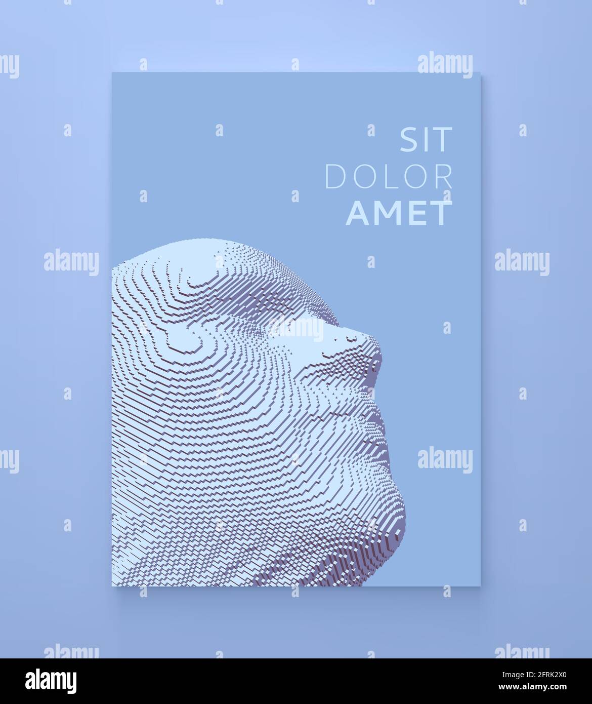 Abstract digital human head constructing from cubes. Minimalistic ...