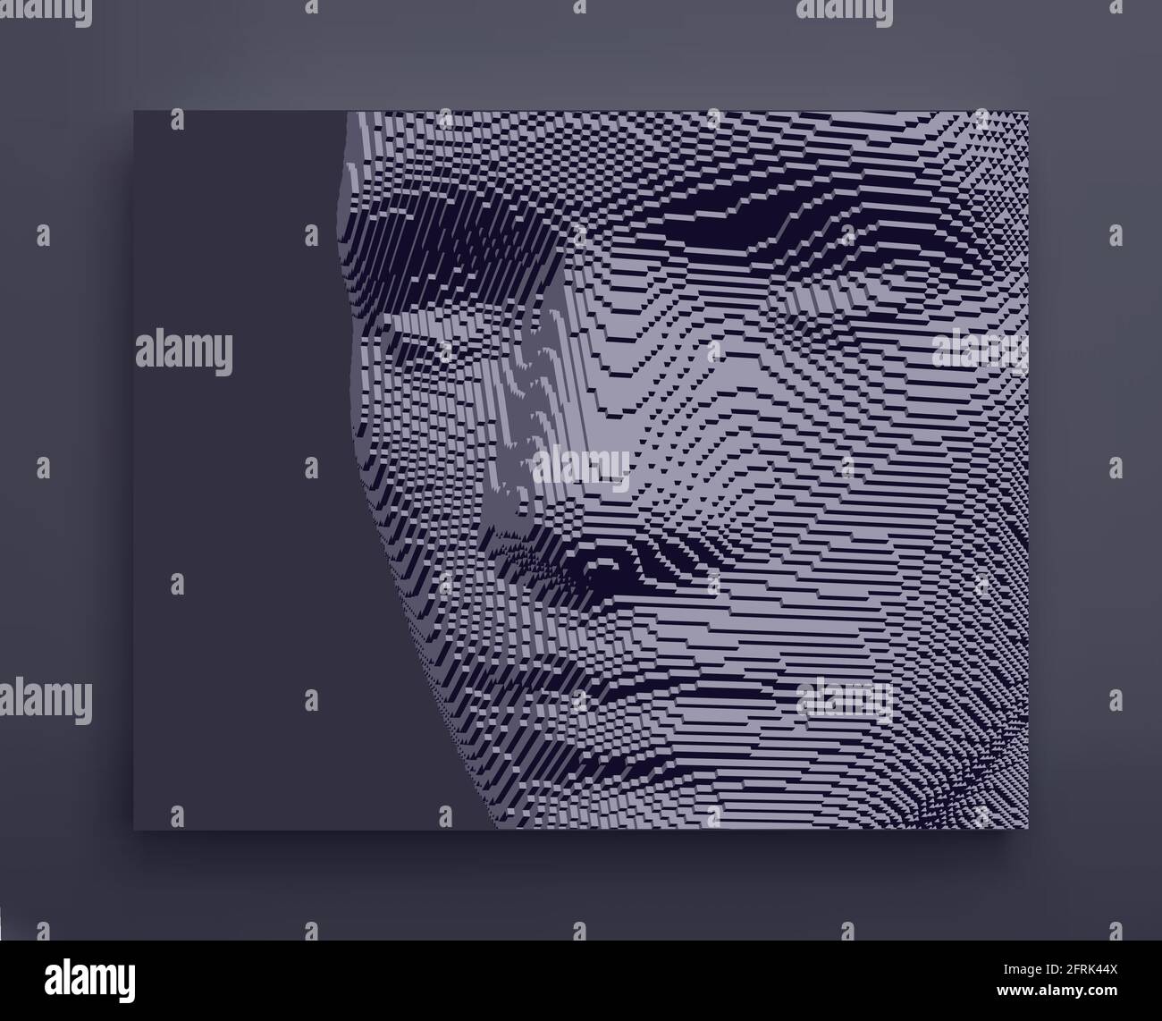 Illustration of an man's face created from small cubes. Anonymous ...