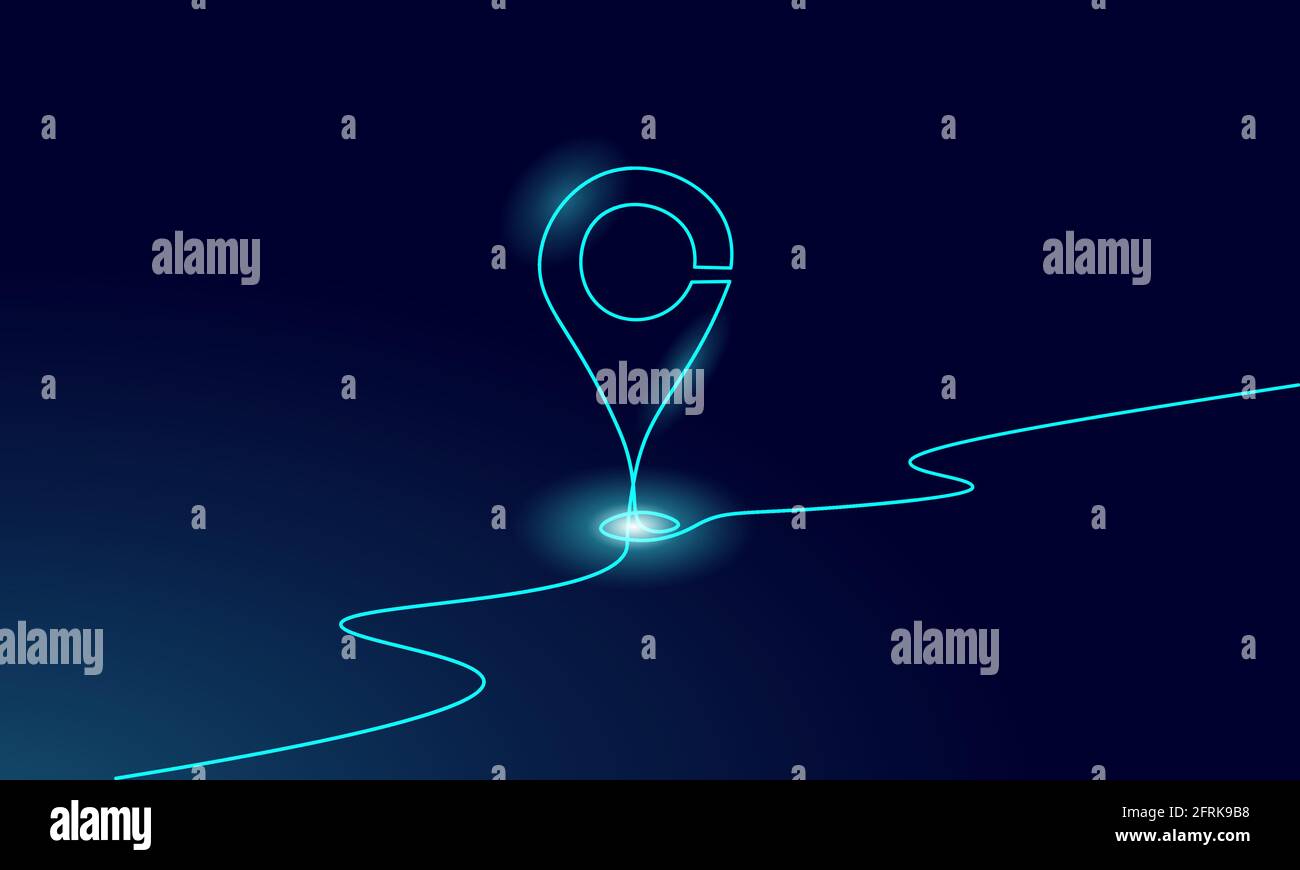 One line map point location business symbol. Continuous lineart icon ...