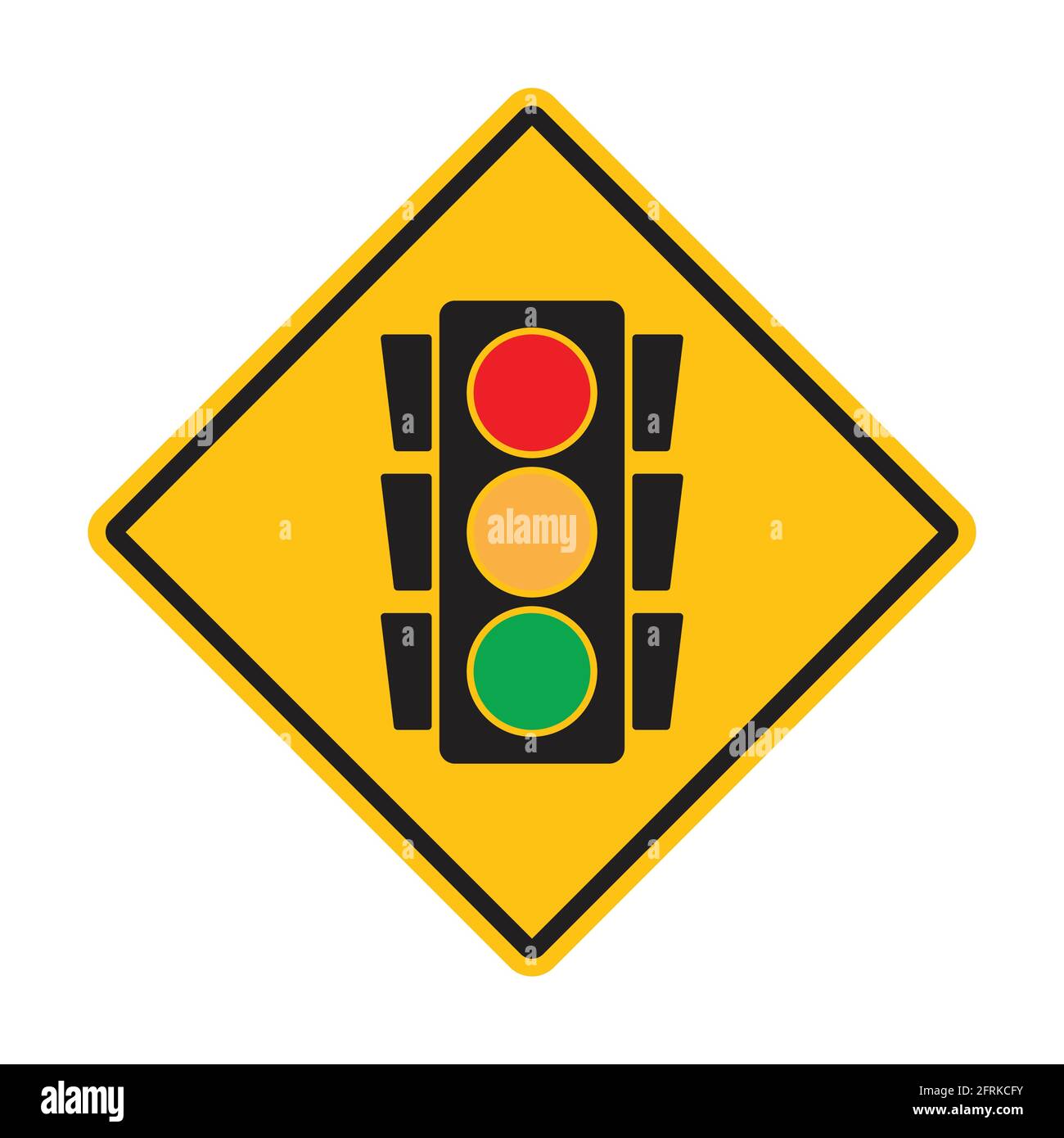 Warning traffic sign intersection, traffic light ahead sign vector icon ...
