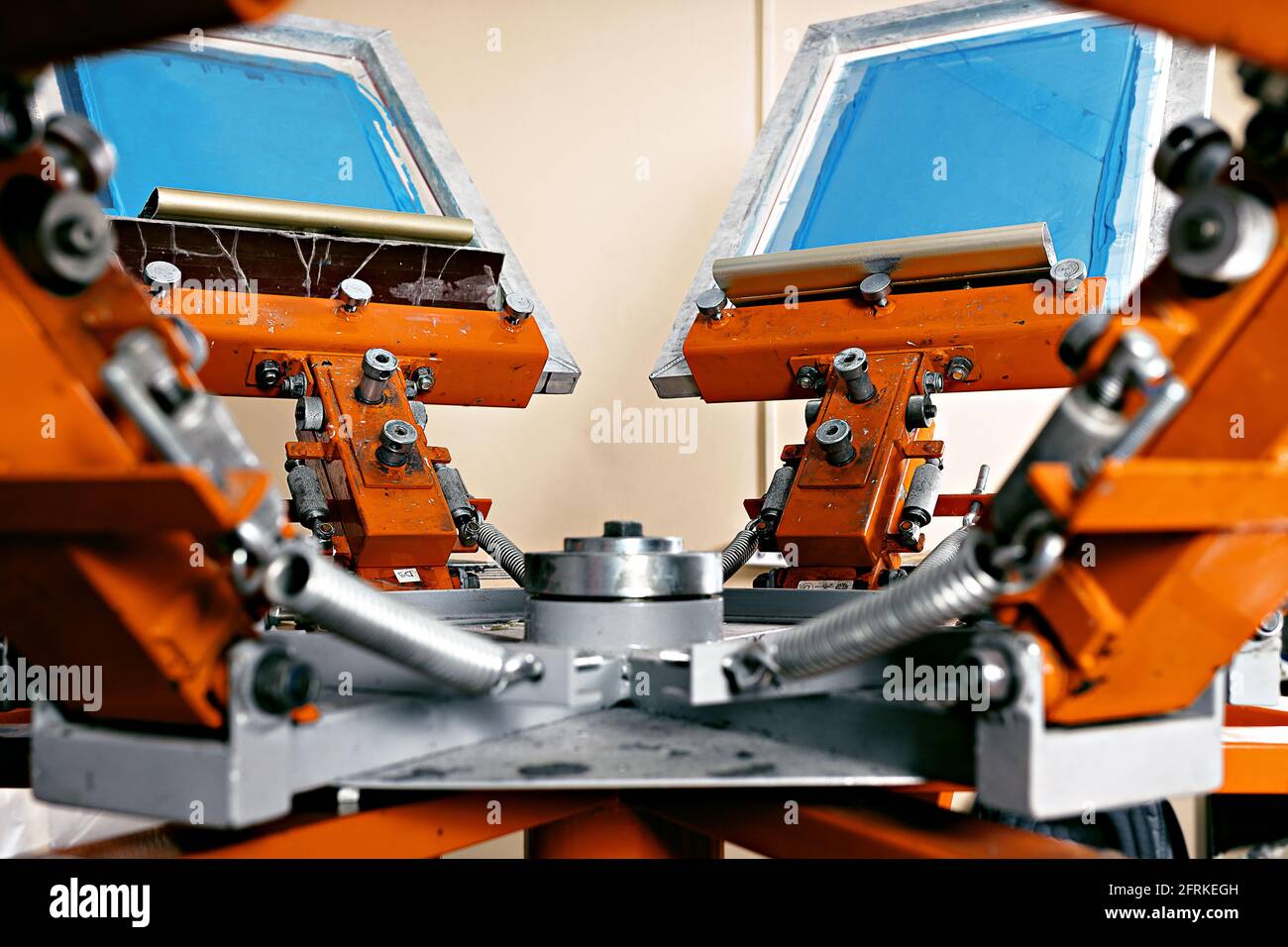 selective focus photo of print screening apparatus. serigraphy ...