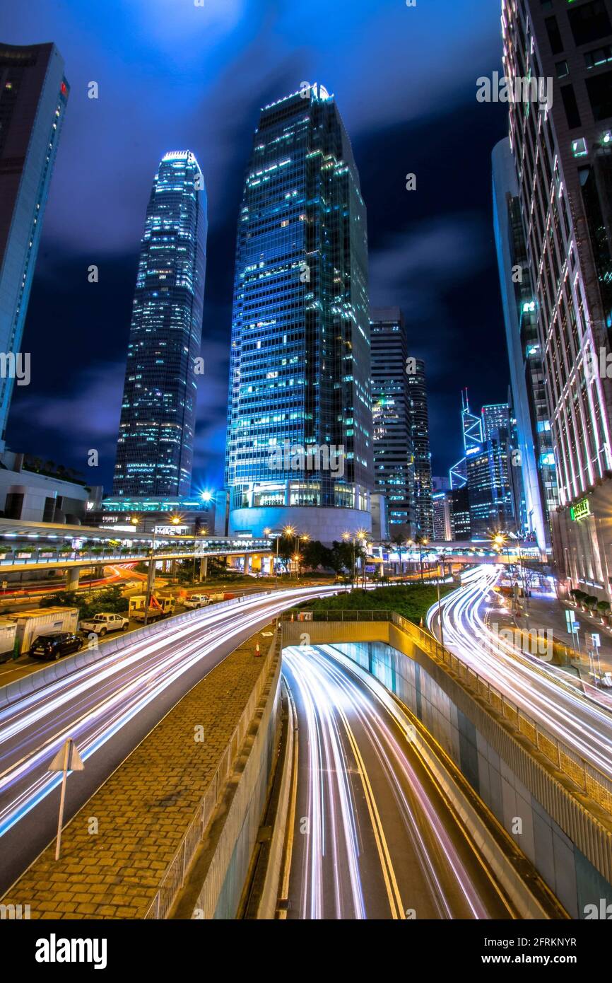 Skyscraper at night Stock Photo - Alamy