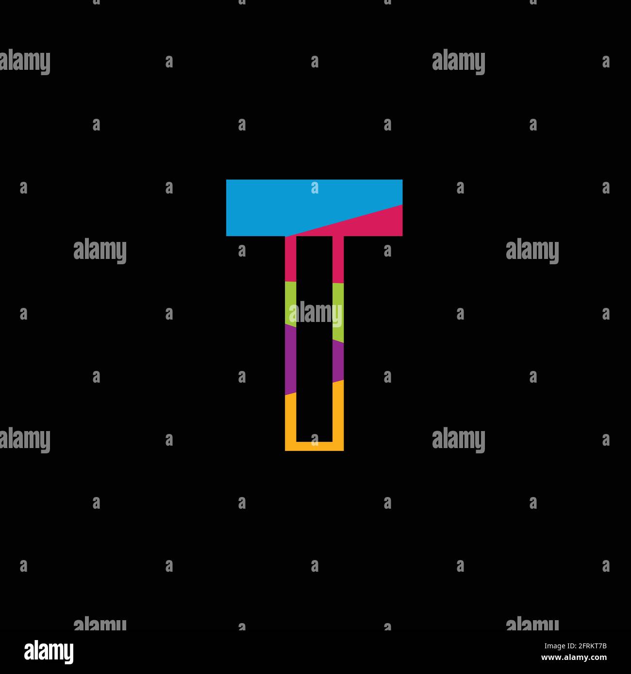 Multi Color Shape Letter T Vector illustration design on black ...