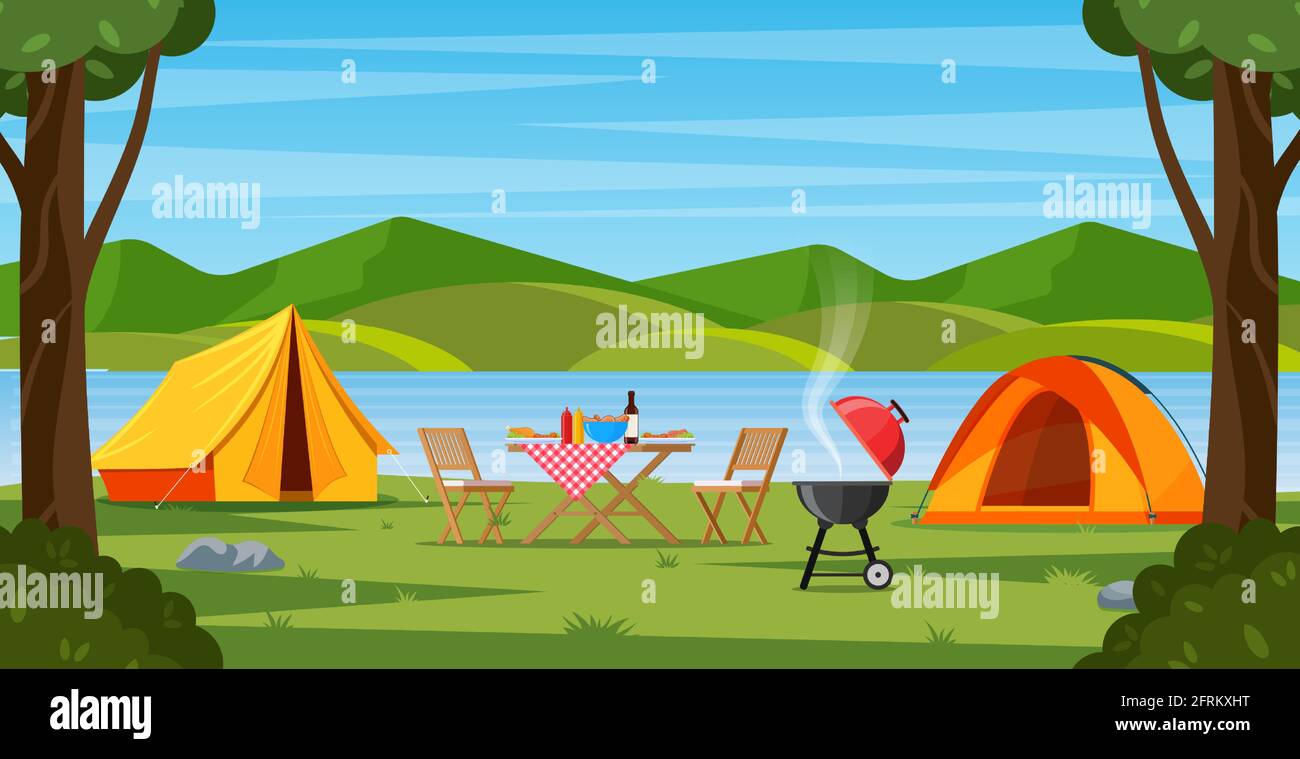 Cartoon tourist camp Stock Vector Image & Art - Alamy