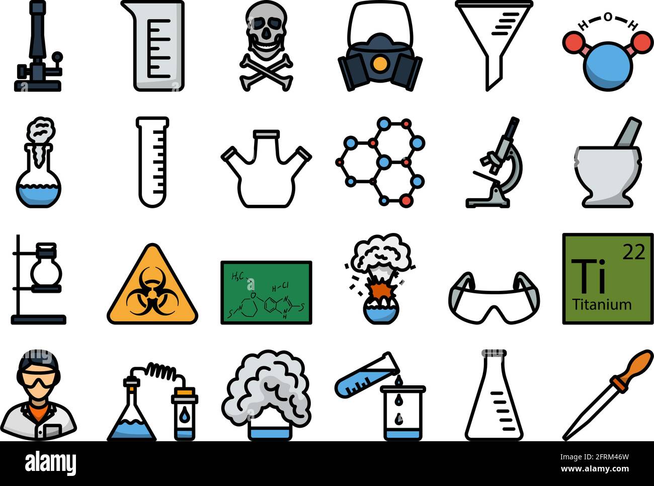 Chemistry Icon Set. Editable Bold Outline With Color Fill Design ...