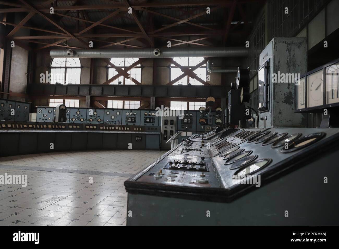 Control Panel of an old Power Plant Stock Photo - Alamy