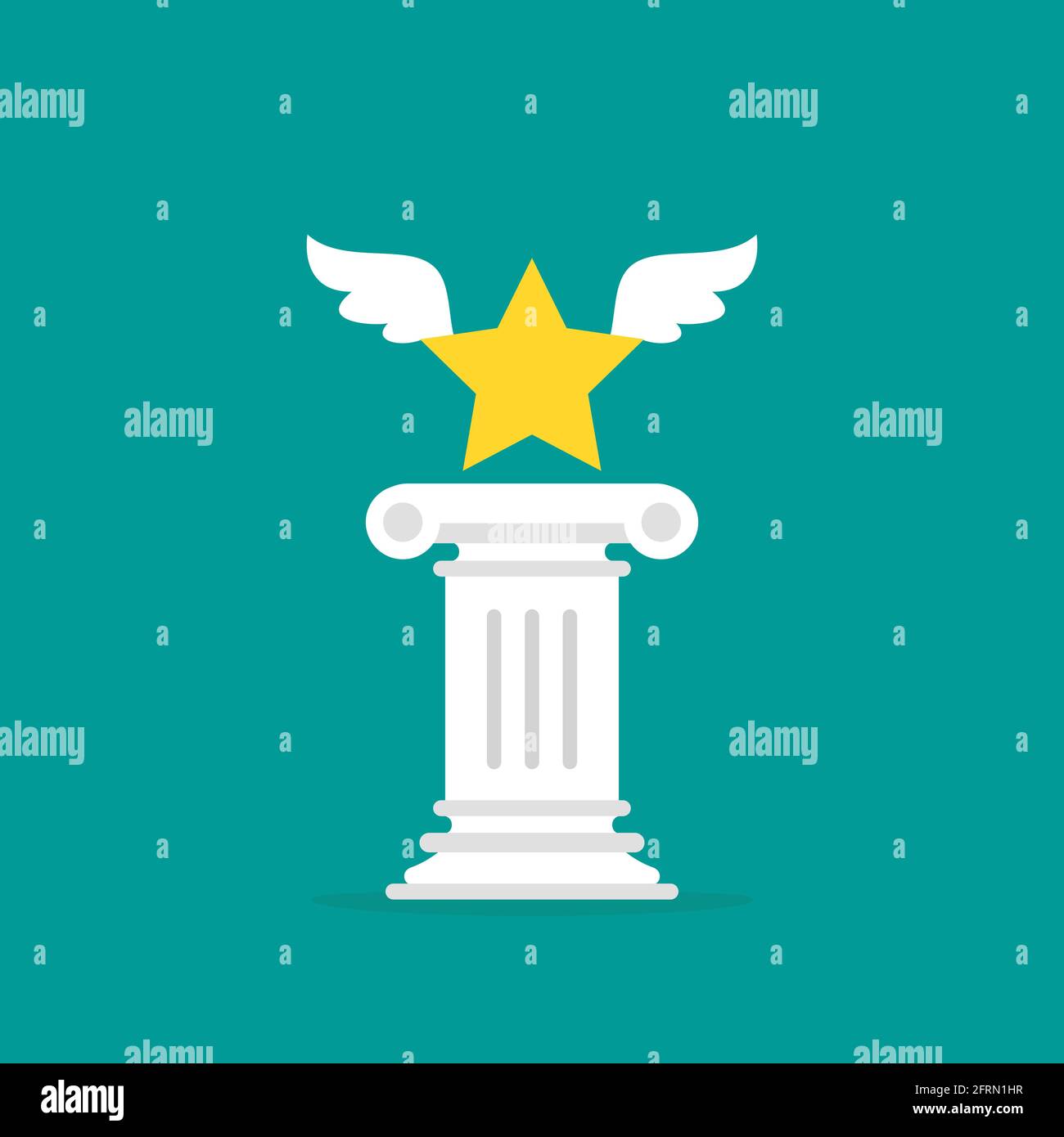 Winner pedestal with golden star medal. Podium for best product with ...