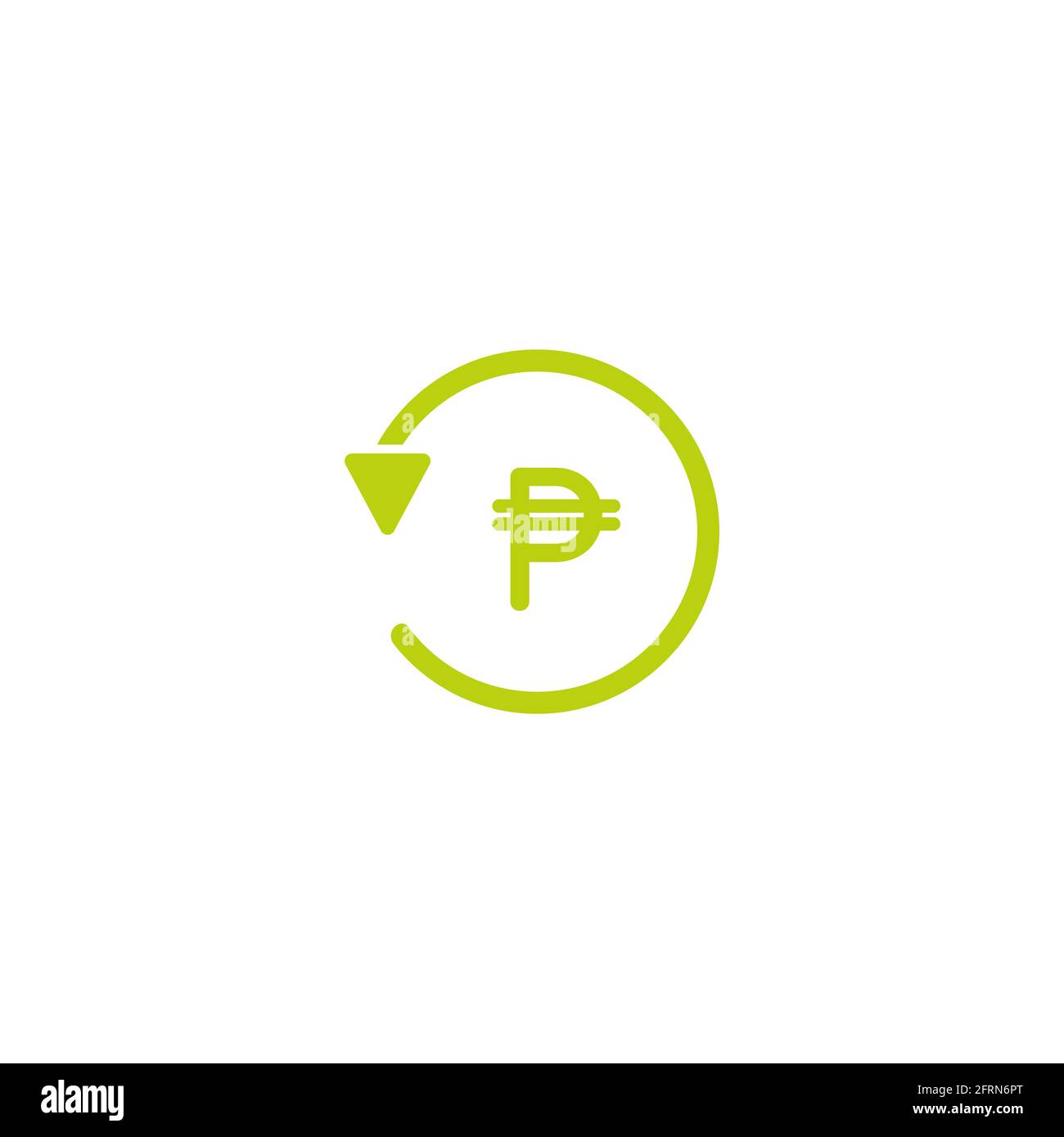 green round arrow with green pound peso sign. Flat icon. Isolated on ...