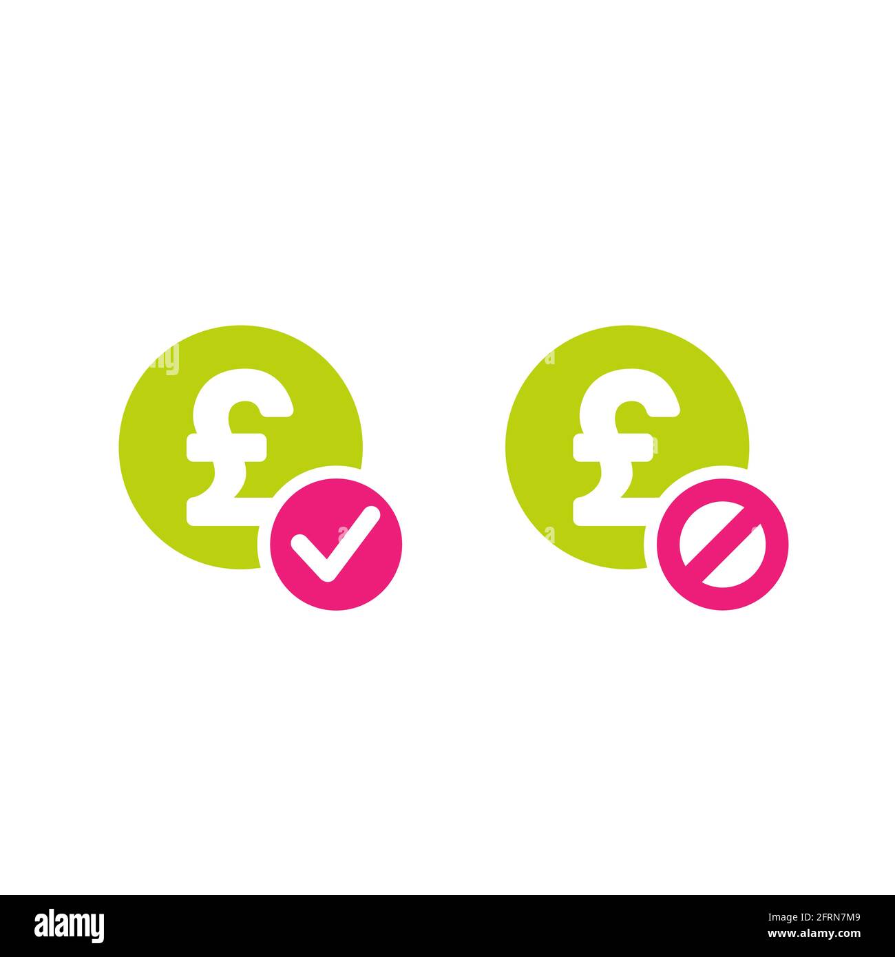 Two money icons. Green circles with pound sterling signs and green ...