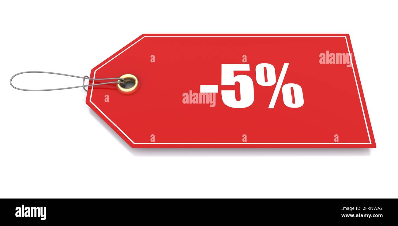 Red discount price tag on a white background Stock Photo - Alamy