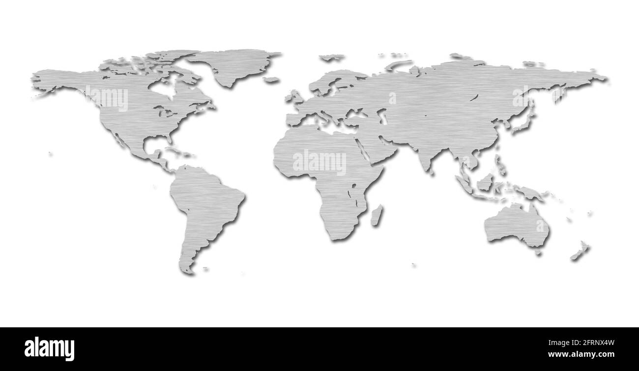 Earth world map with a brushed metal texture Stock Photo - Alamy