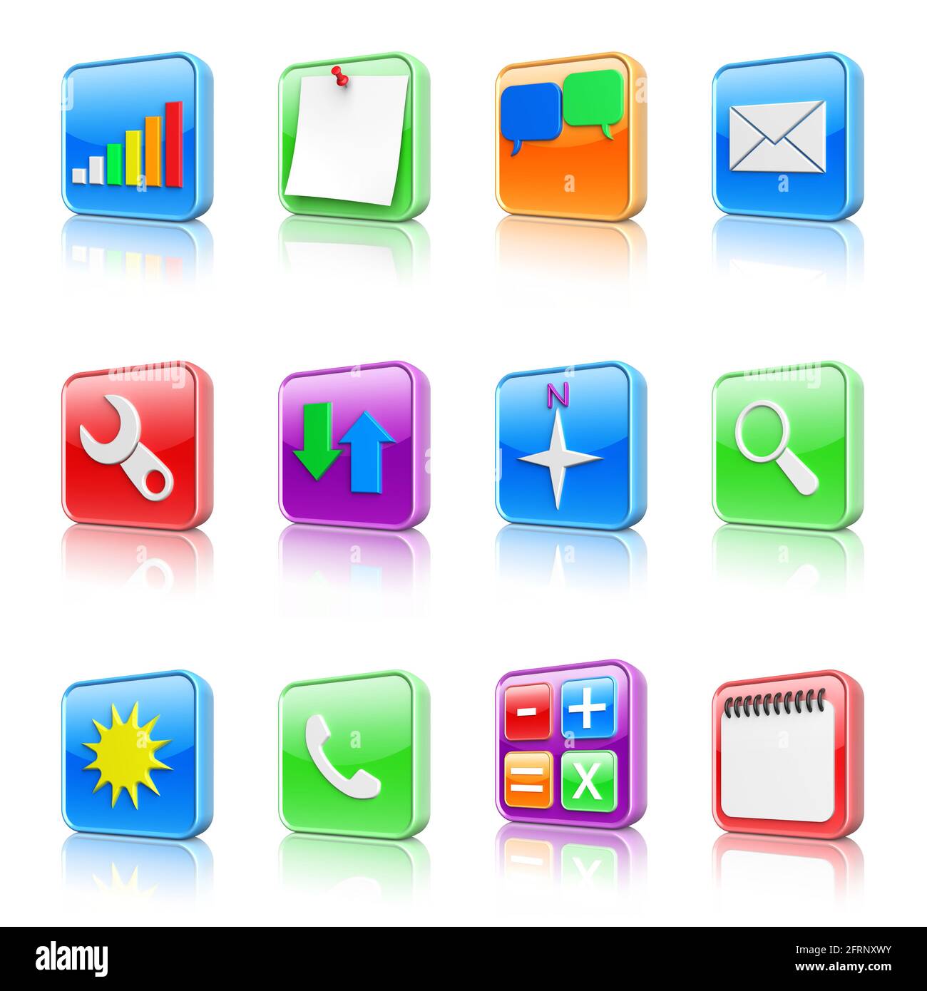 3d colorful apps icons set Stock Photo - Alamy