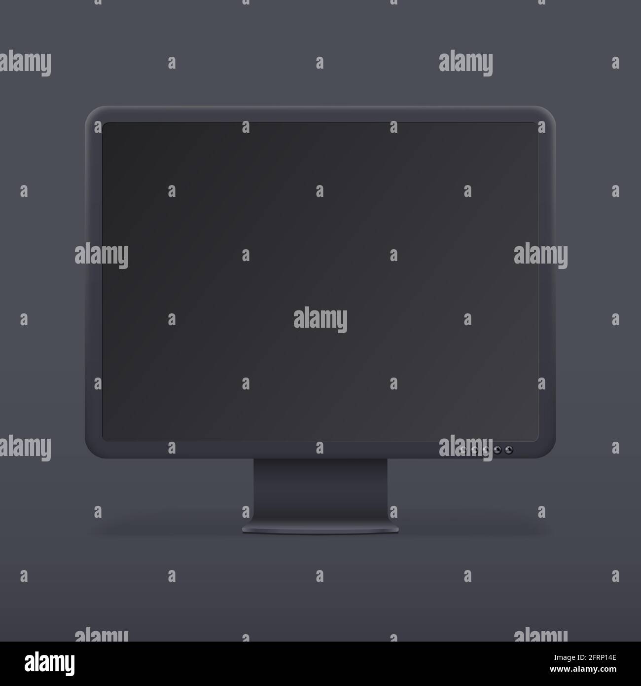 Realistic Computer Monitor Isolated On Dark Background Vector