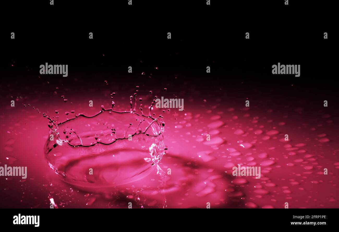 Spherical beautiful splash crown from a drop of water falling on a hard ...