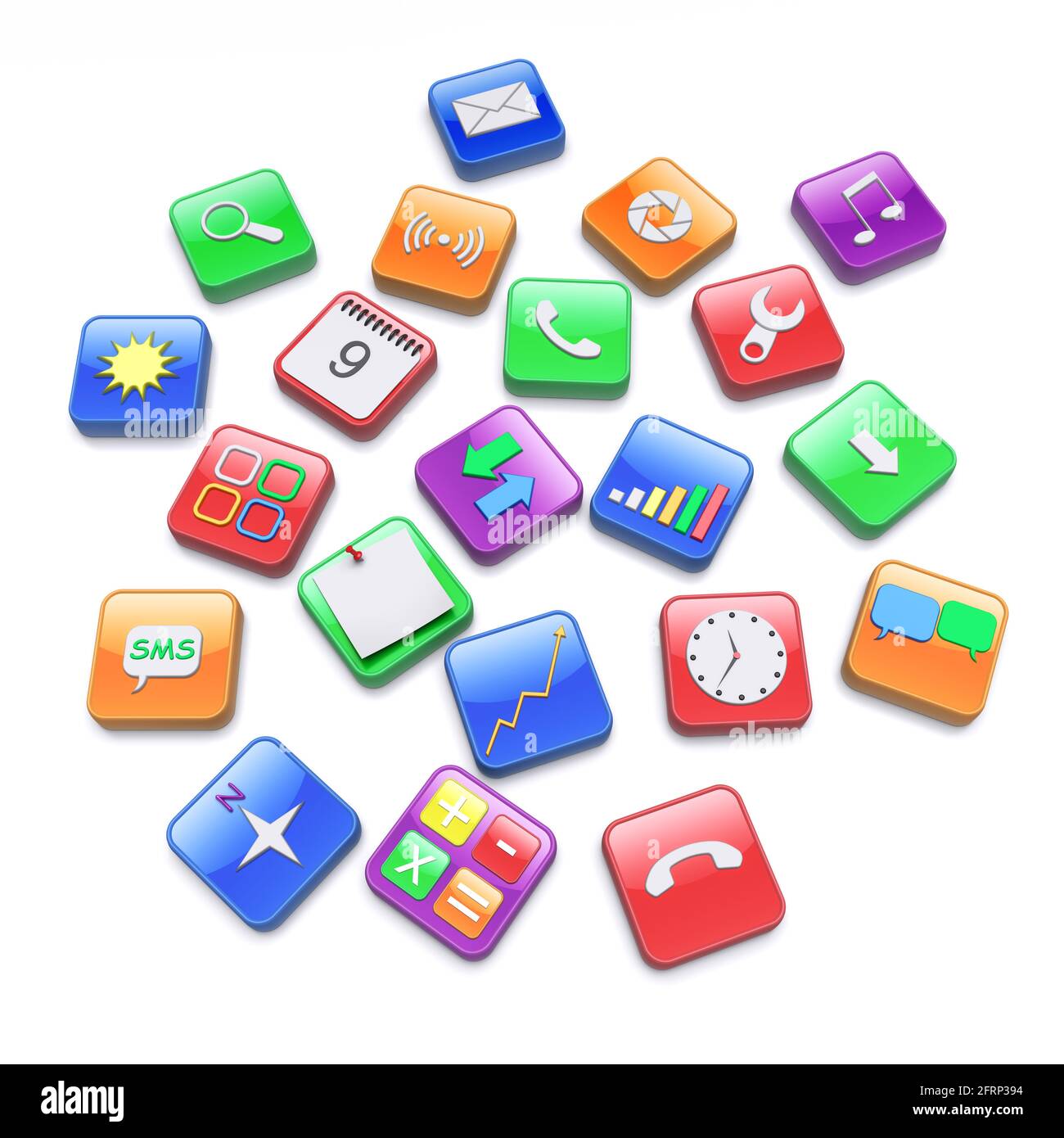 Software apps icons. 3d rendered image Stock Photo - Alamy