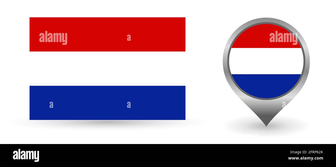 Vector flag Netherland. Location point with flag Netherland inside ...