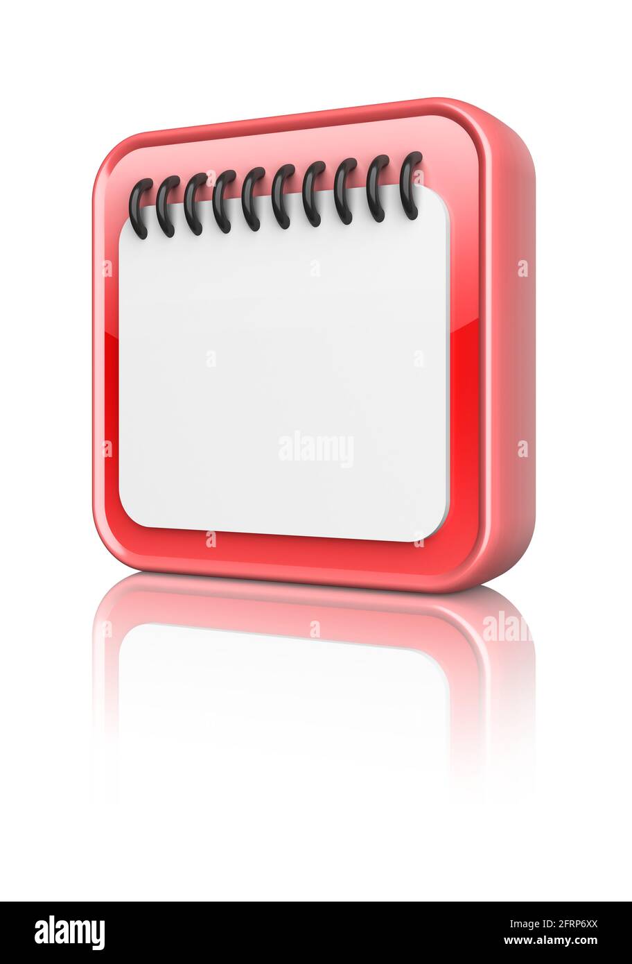Red calendar icon button. 3d image Stock Photo - Alamy