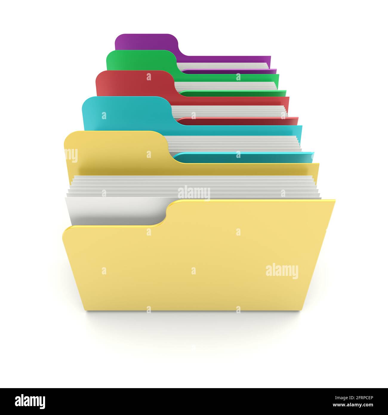 Colorful data folders on a white background. 3d image Stock Photo - Alamy