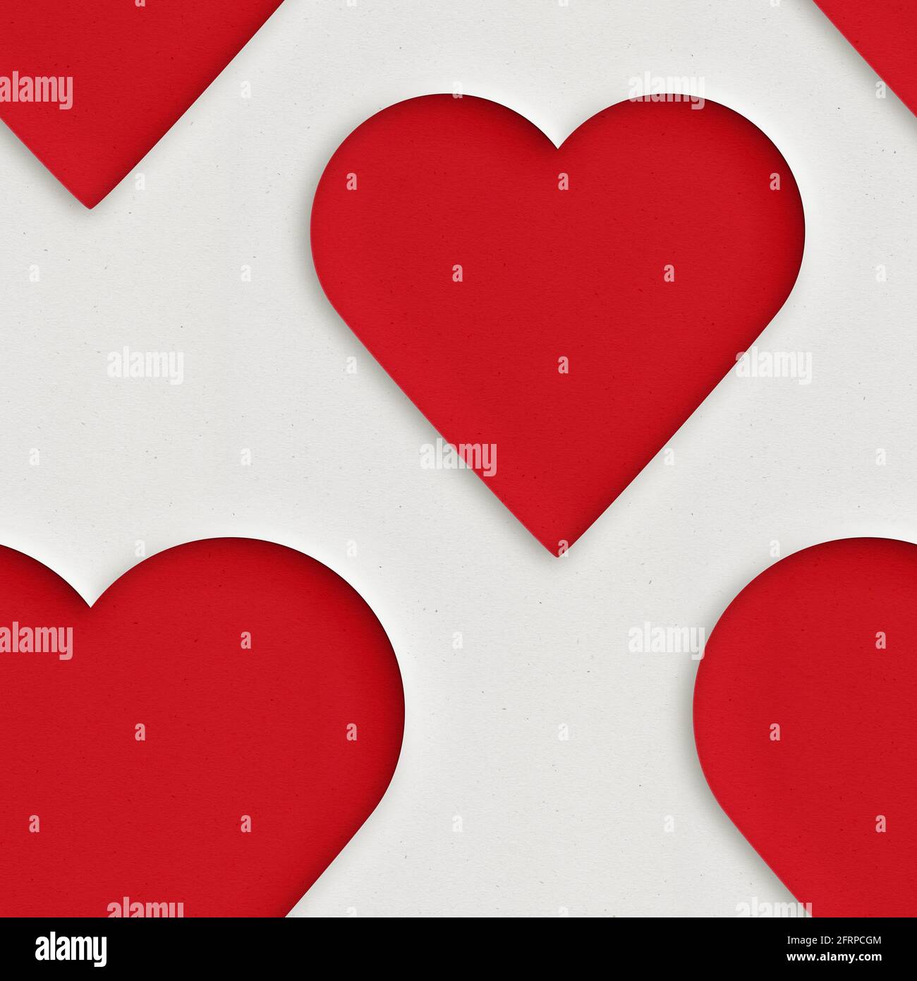 Seamless pattern with some red hearts. Paper cut style illustration ...