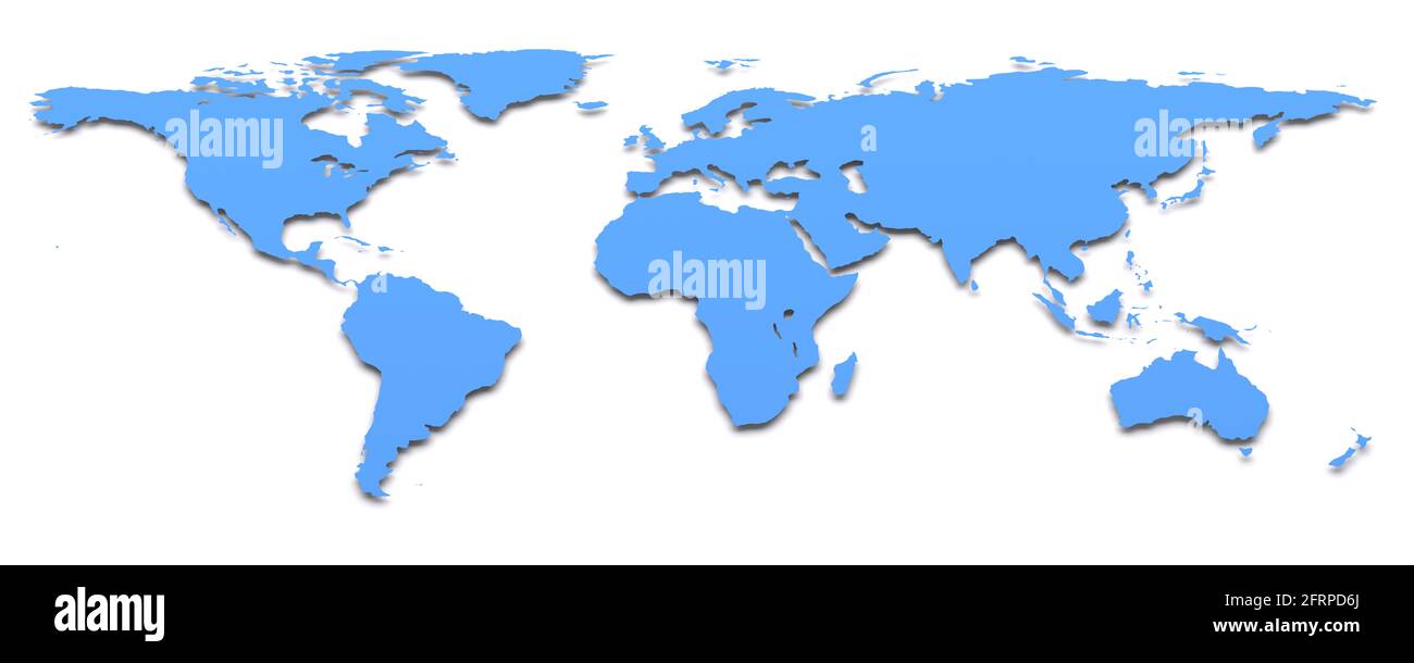 Blue world map. 3d image Stock Photo - Alamy