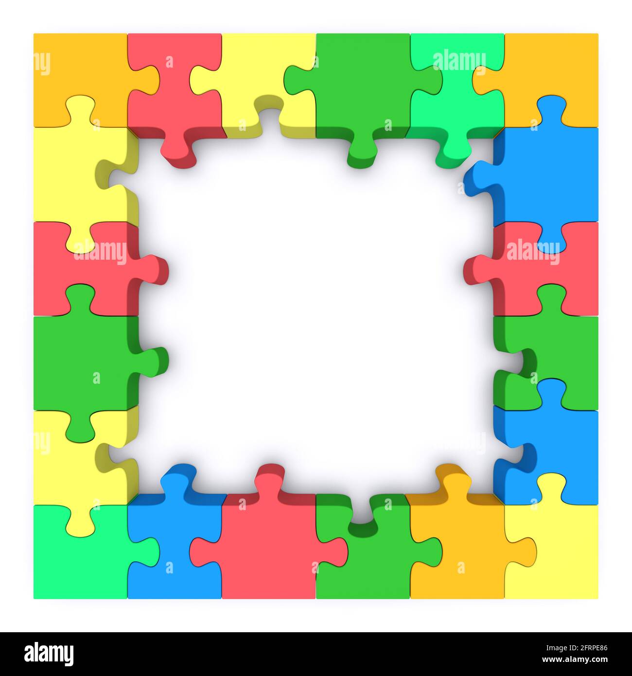 Beautiful frame made ??up of pieces of colored jigsaw puzzle. 3d ...