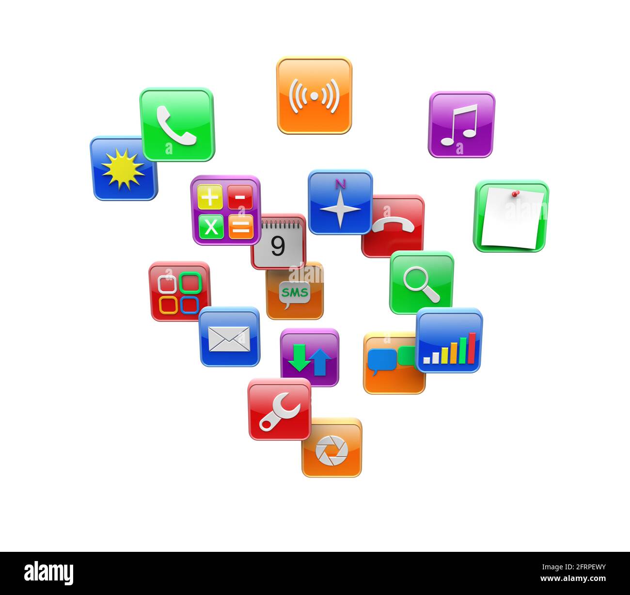 Software apps icons. 3d rendered image Stock Photo - Alamy