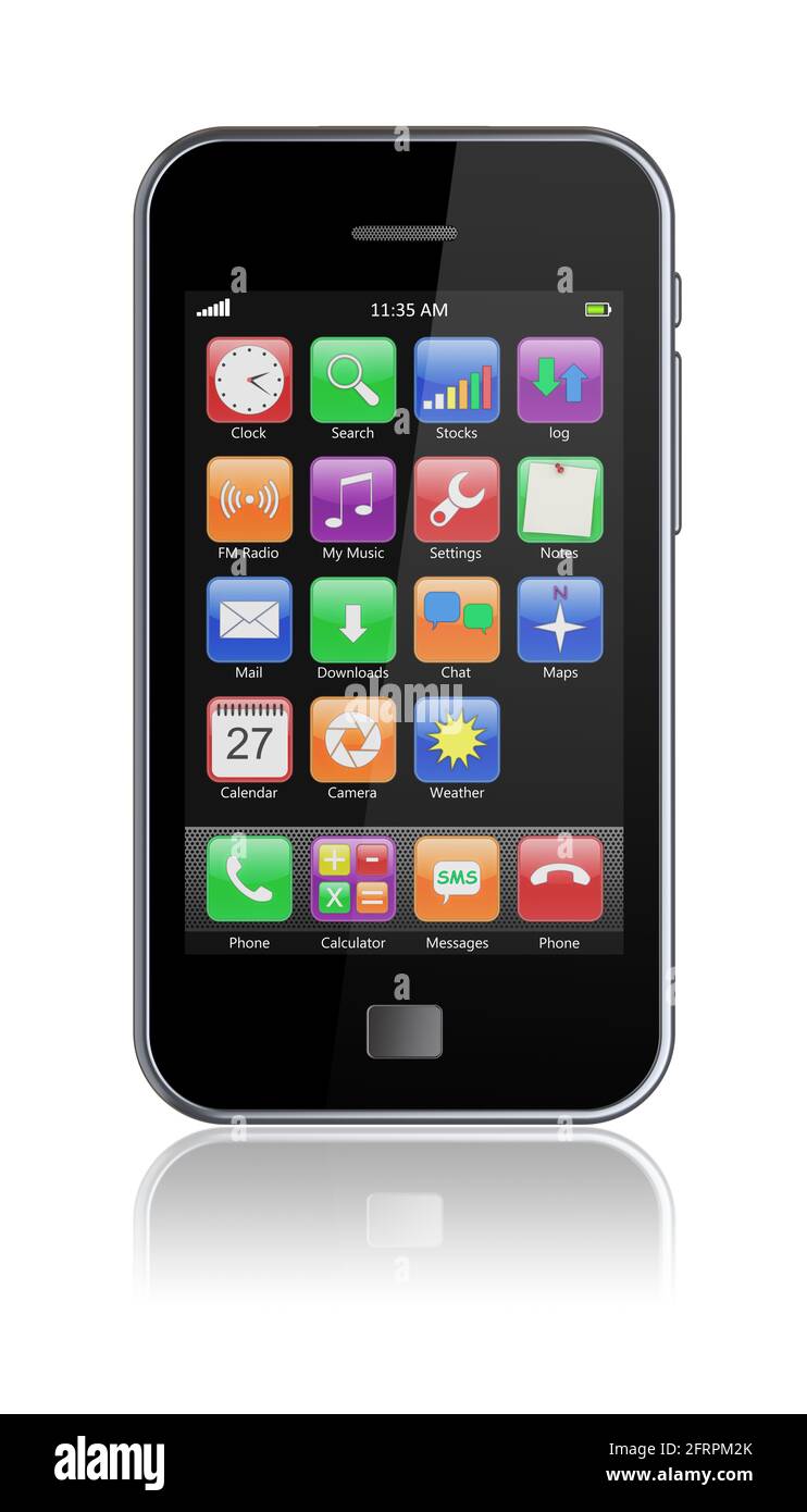 Mobile phone with touchscreen. 3d image Stock Photo - Alamy