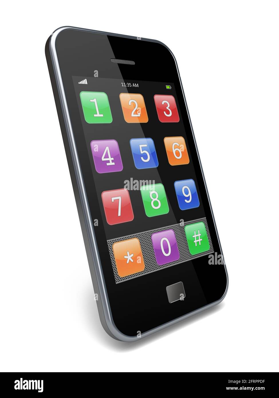 Mobile phone with touchscreen and colorful buttons. 3d image Stock ...