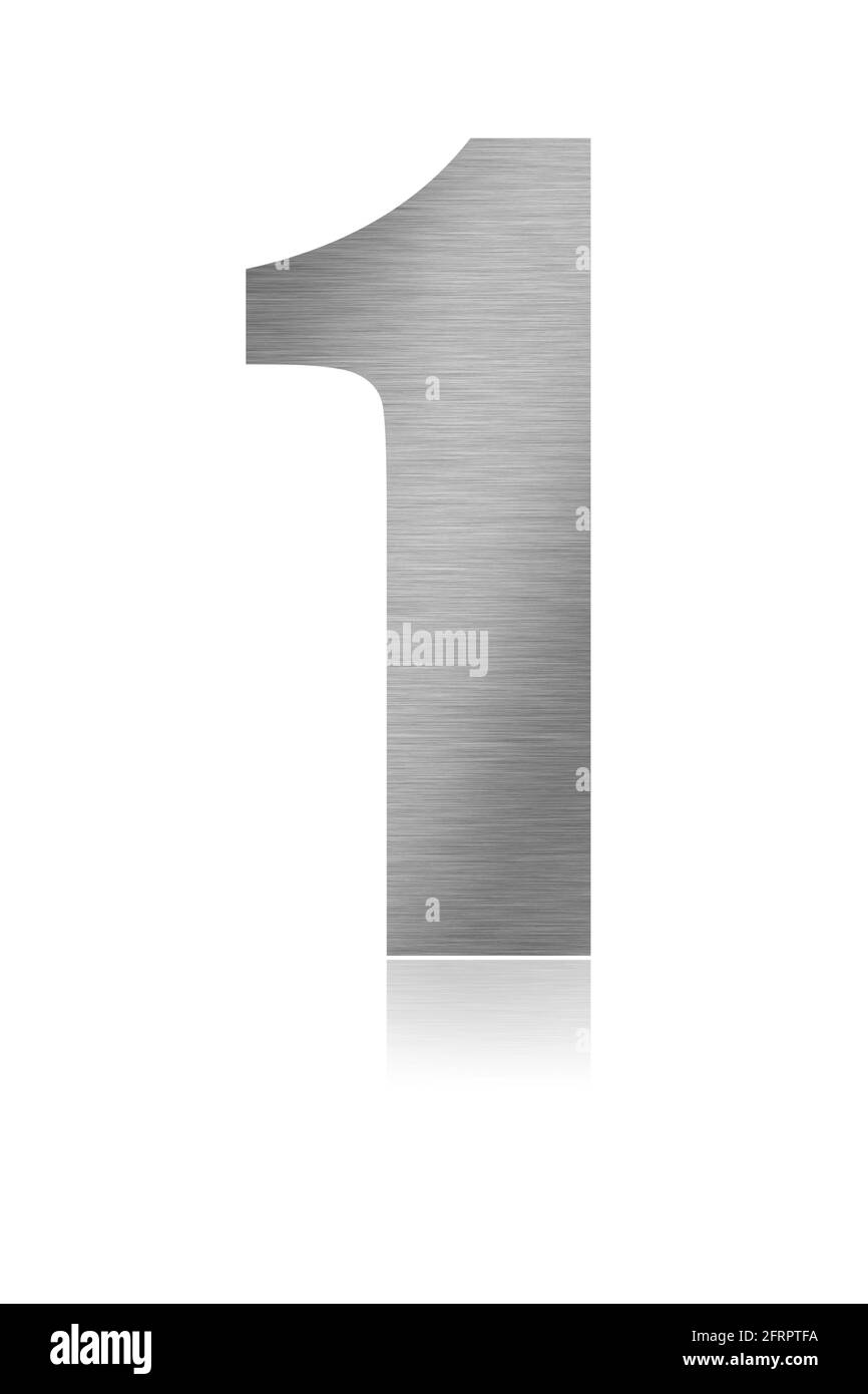 Brushed metal figure. Number 1 Stock Photo - Alamy