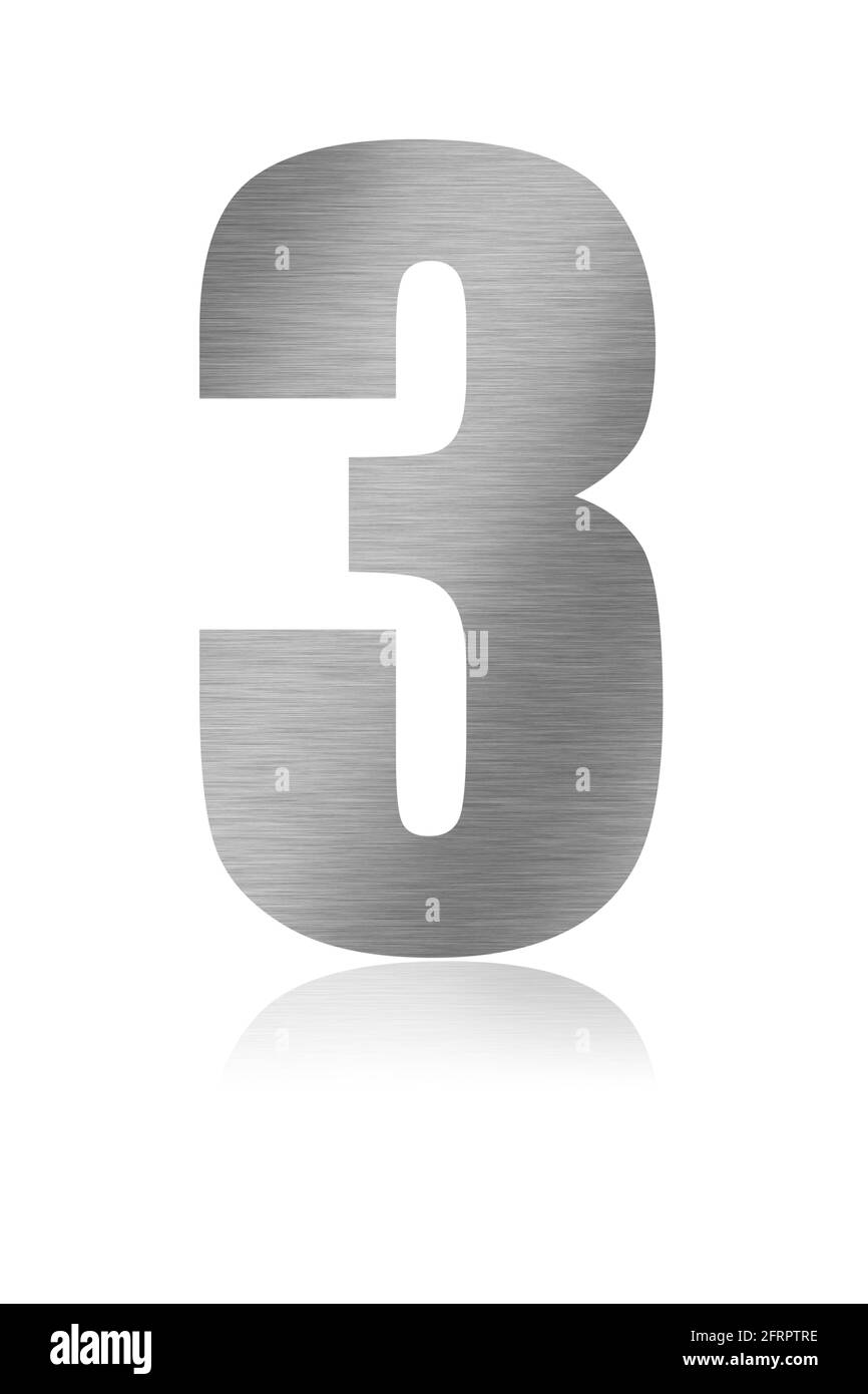 Brushed metal figure. Number 3 Stock Photo - Alamy