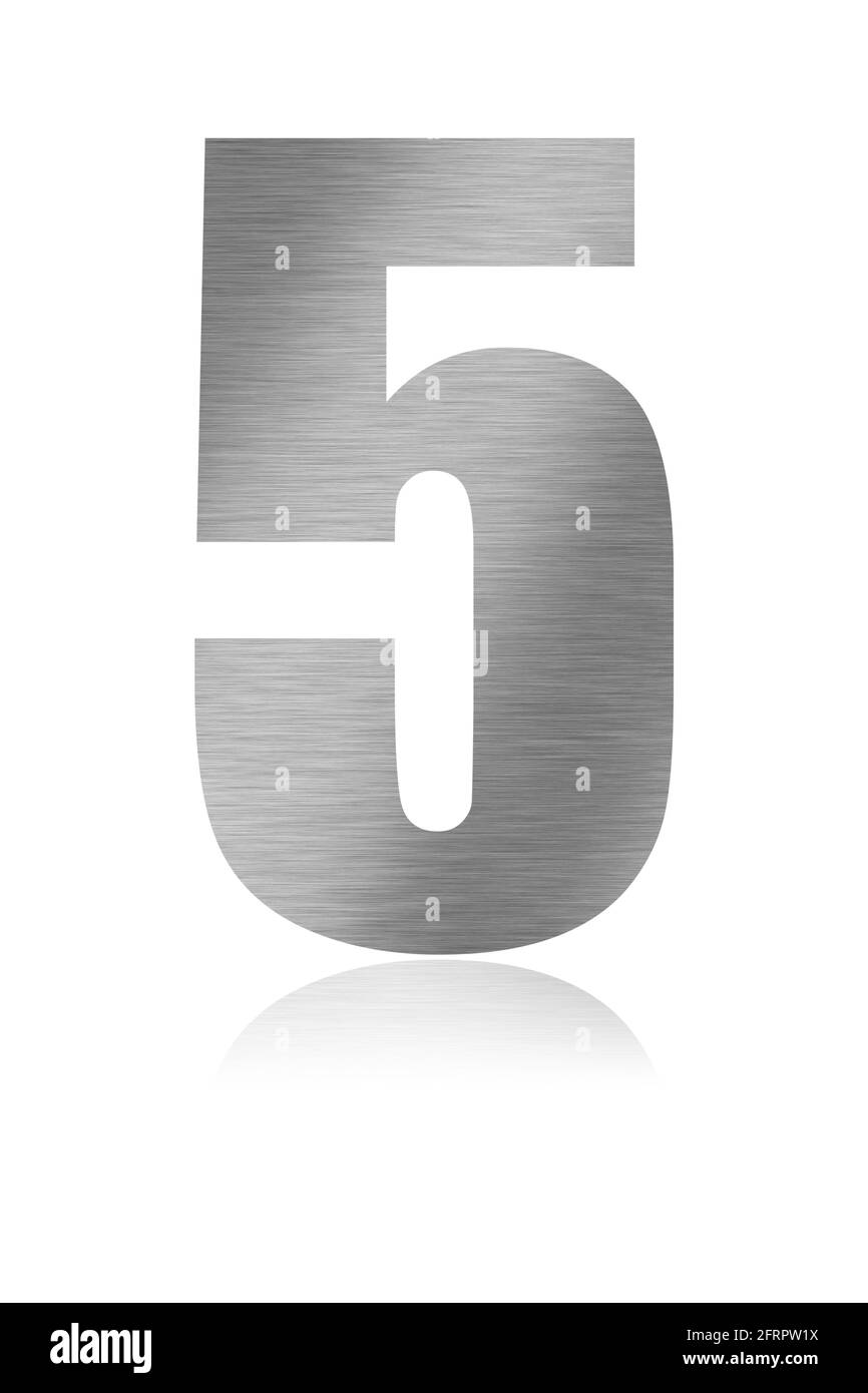 Brushed metal figure. Number 5 Stock Photo - Alamy
