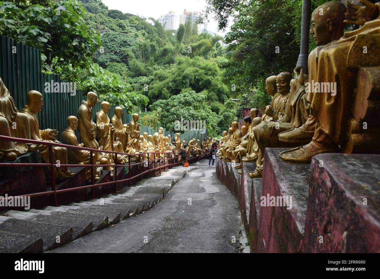 Golden statues inside Ten thousand Buddhas Monastery in Sha Tin area ...