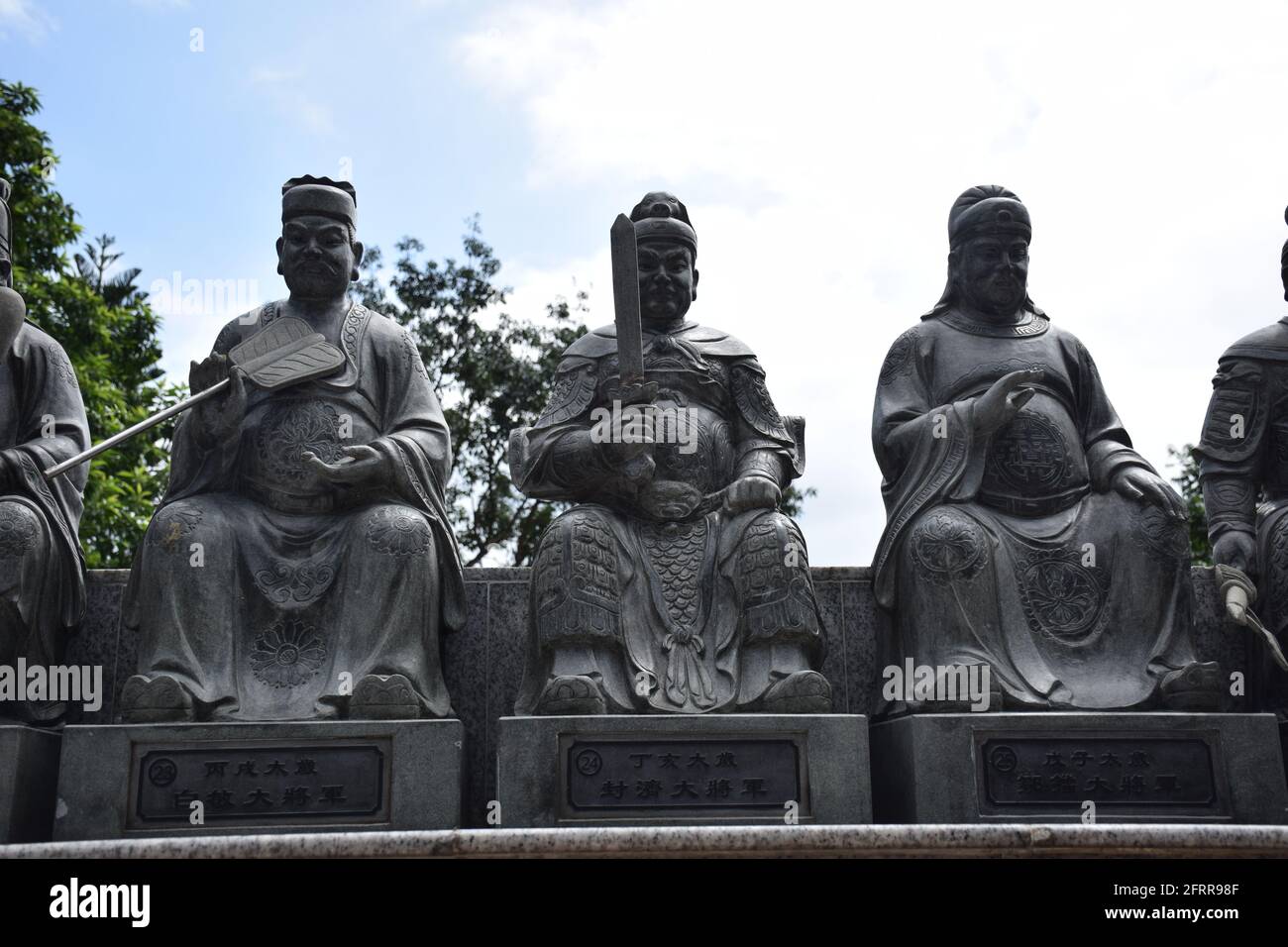 Stone statues inside Ten thousand Buddhas Monastery in Sha Tin area ...