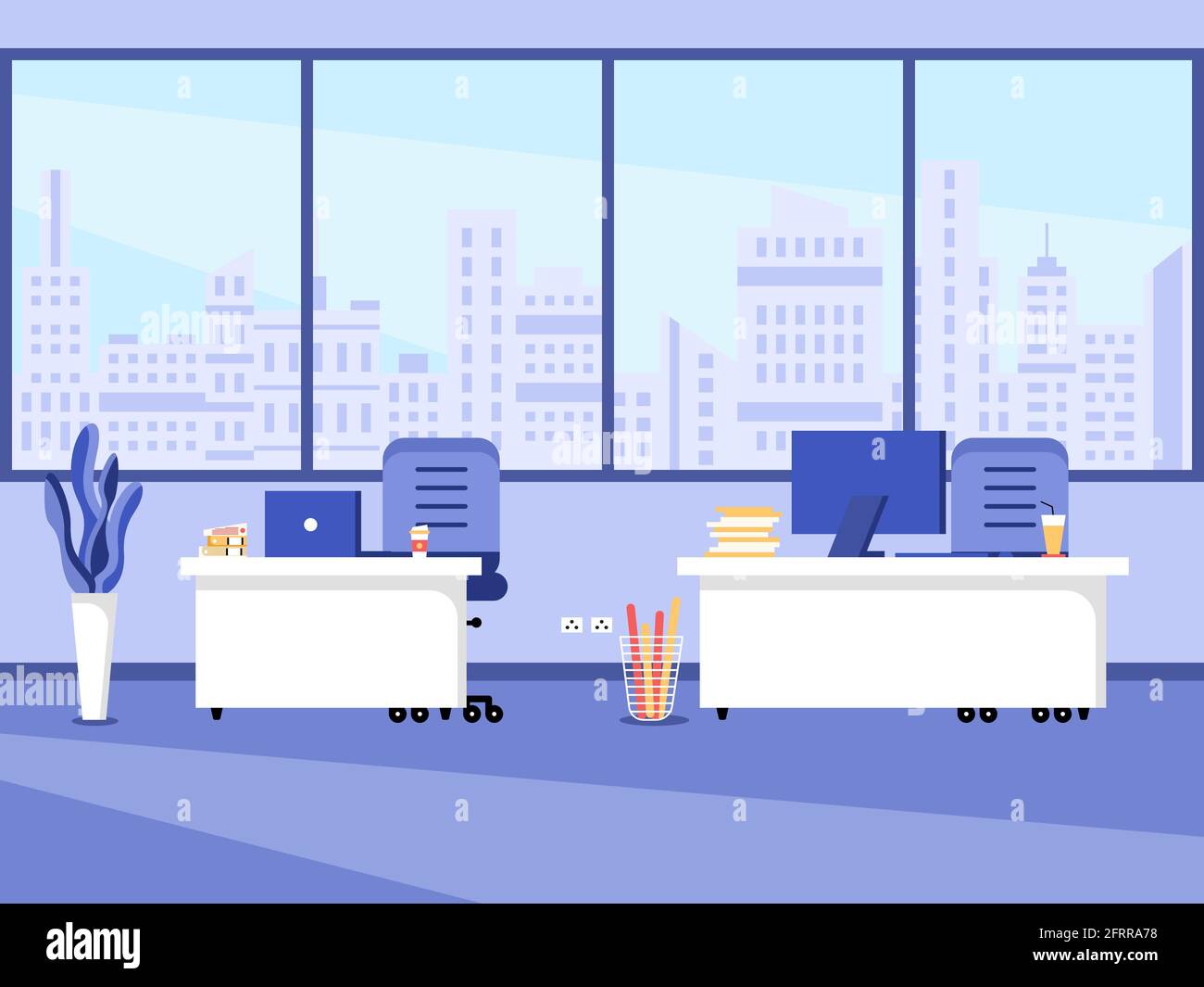 Workplace and work station flat design, Concept of working desk or ...