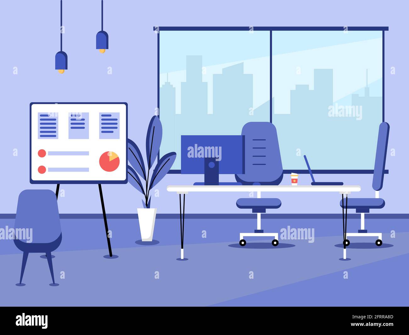 Workplace and work station flat design, Concept of working desk or ...