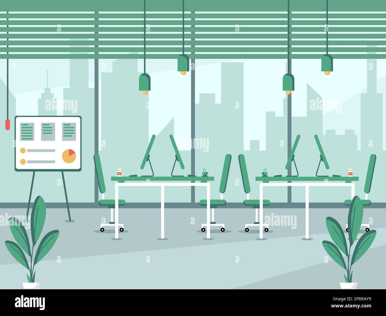 Workplace and work station flat design, Concept of working desk or ...