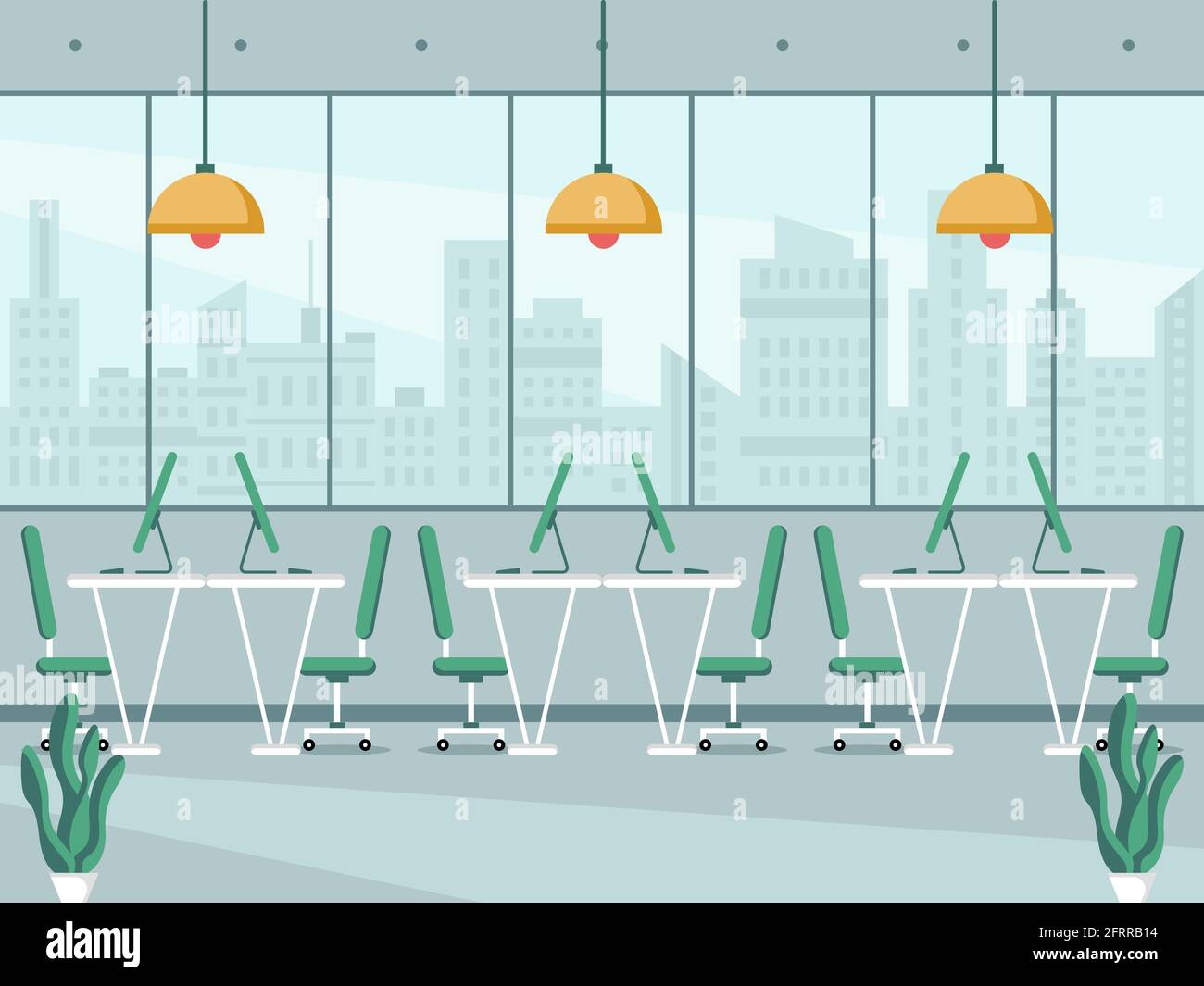 Workplace and work station flat design, Concept of working desk or ...