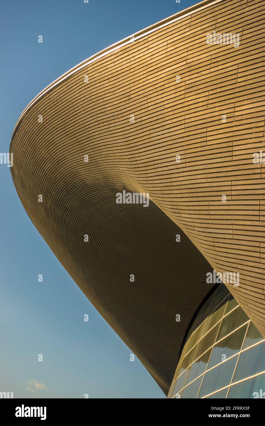 Roof line of the London Aquatics centre, Stratford. Designed by Zaha ...