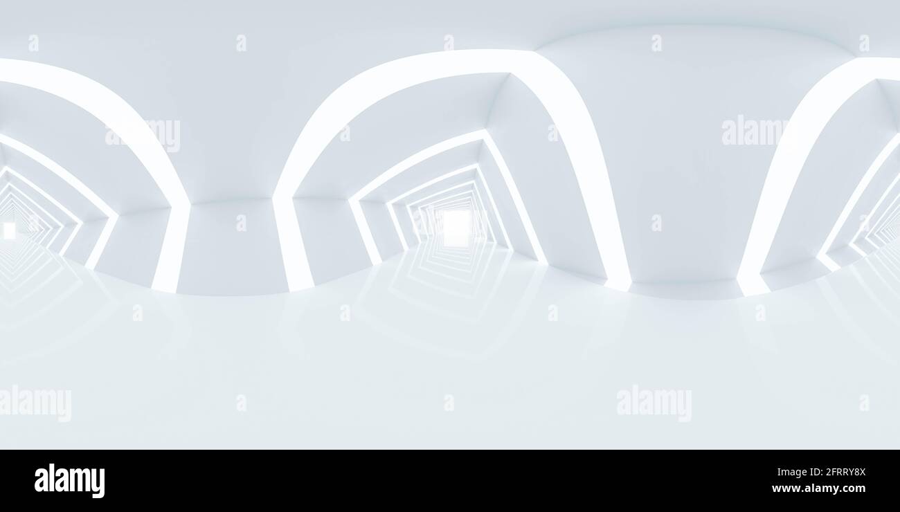 full 360 panorama with abstract cube design studio tunnel hallway 3d ...