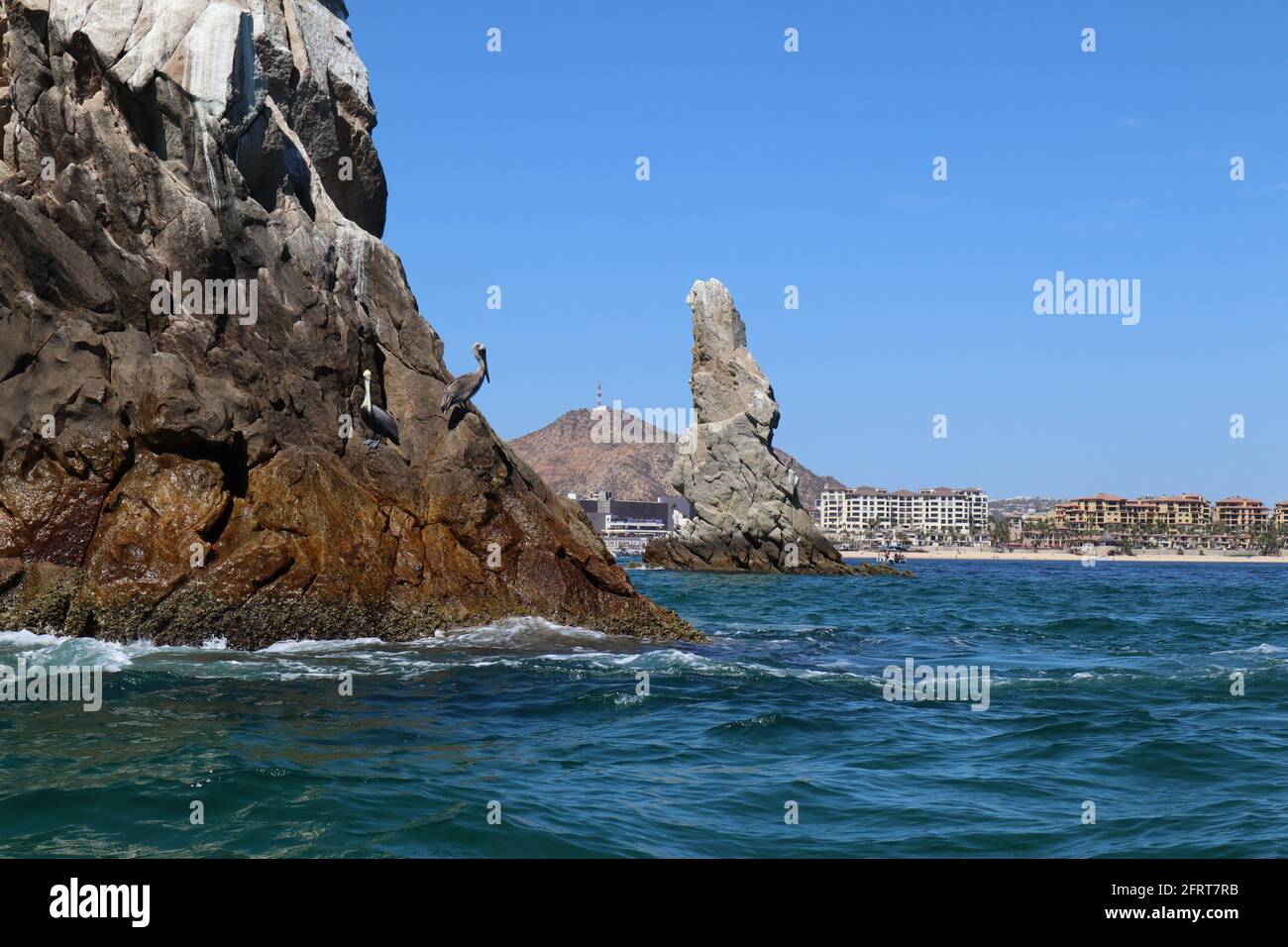 Pacific ocean dramatic limestone rock formations in Los Cabos, Cabo San ...