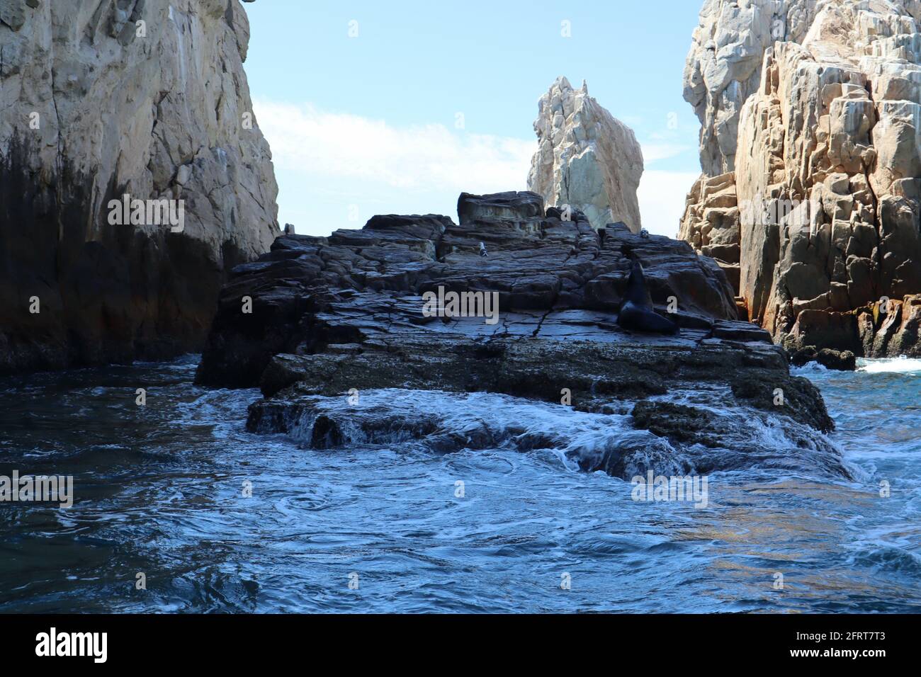 Pacific ocean dramatic limestone rock formations in Los Cabos, Cabo San ...