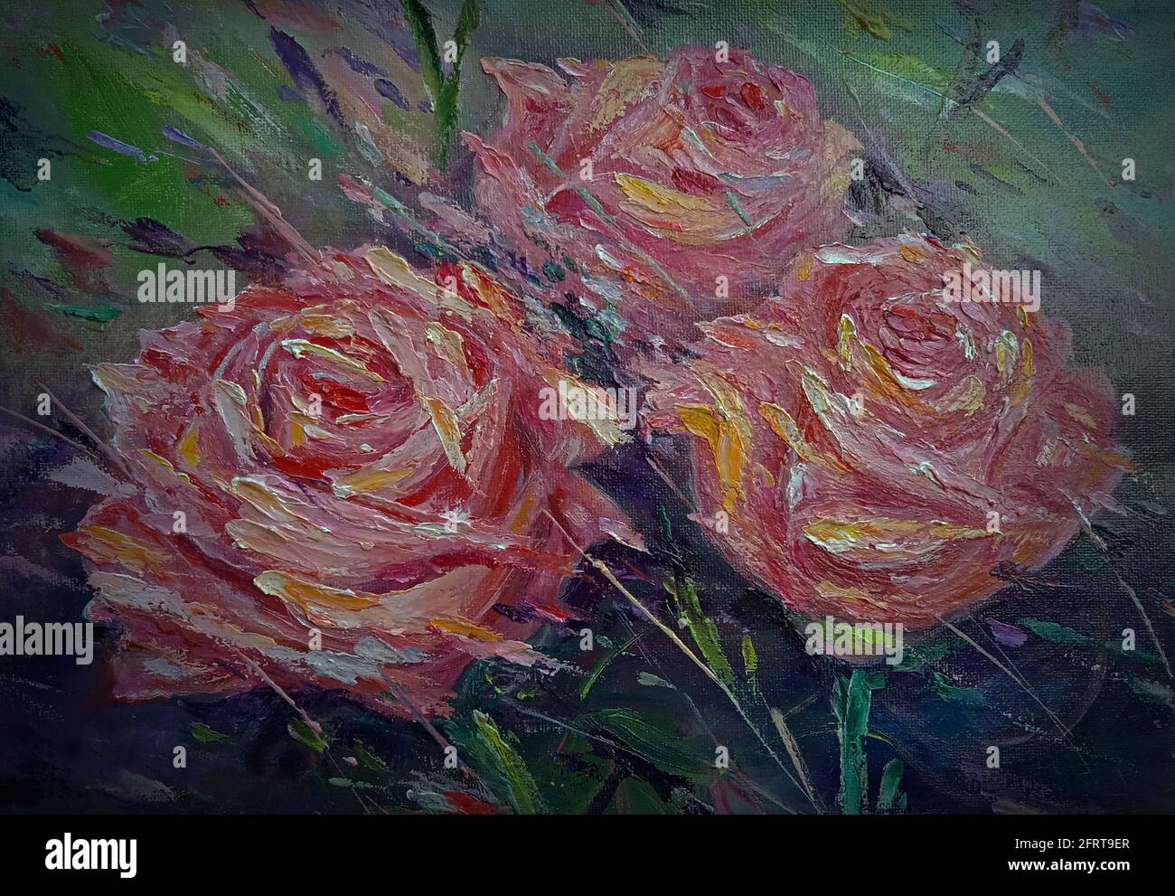 Art, watercolor ,painting , rose flower , abstract , design ...