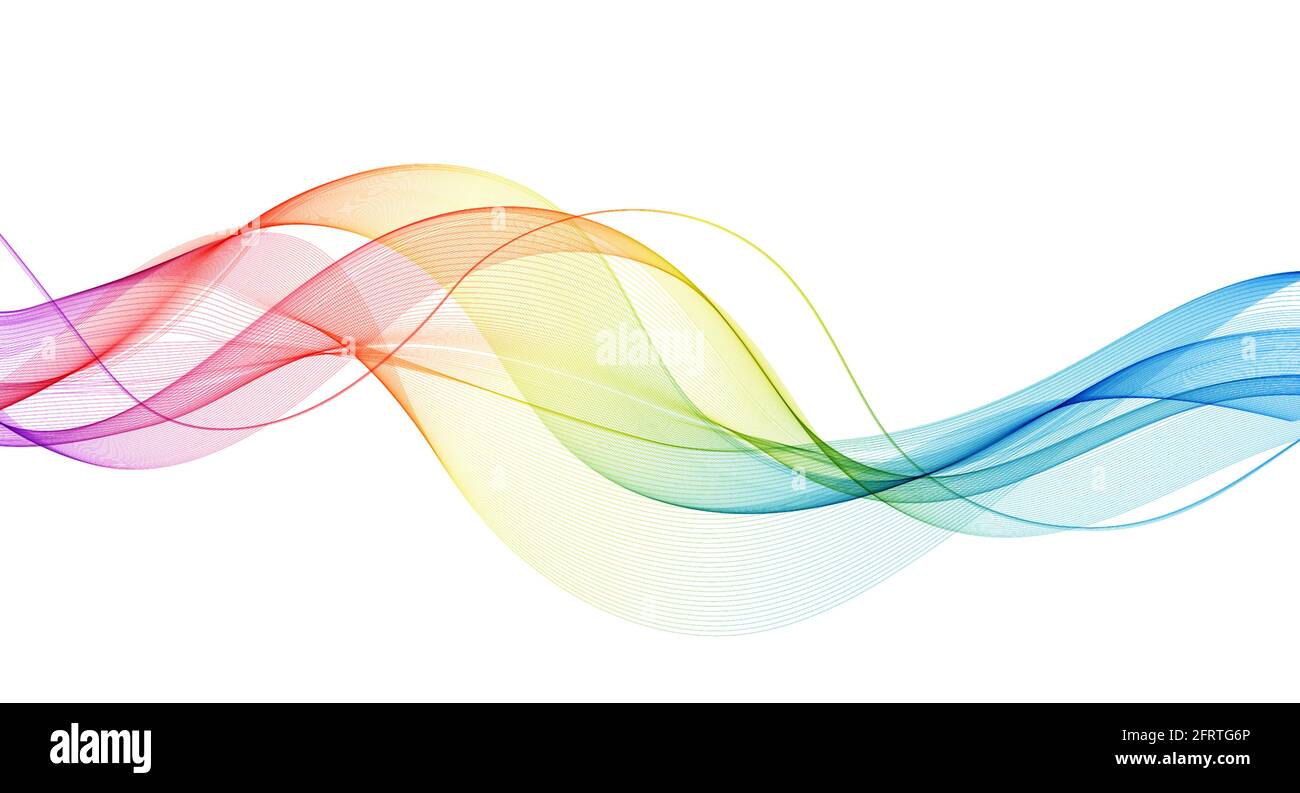 Vector Abstract Colorful Flowing Wave Lines Isolated On White